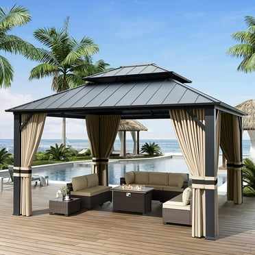 14x12ft Double Galvanized Steel Hard Top Wooden Decal frame All-Weather ...