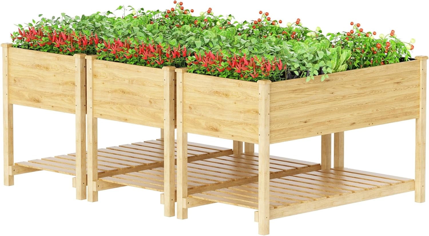 Kullavik 3 pcs Raised Garden Bed with Legs,Outdoor Elevated Cedar Wood ...