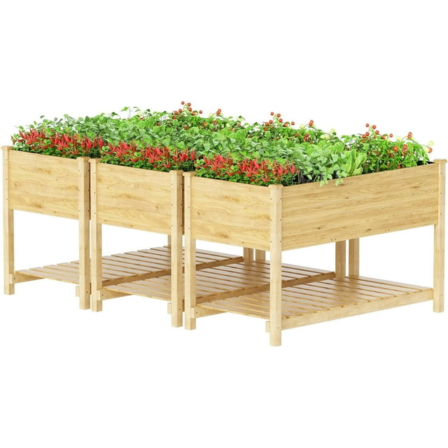 Kullavik 3 pcs Raised Garden Bed with Legs,Outdoor Elevated Cedar Wood ...