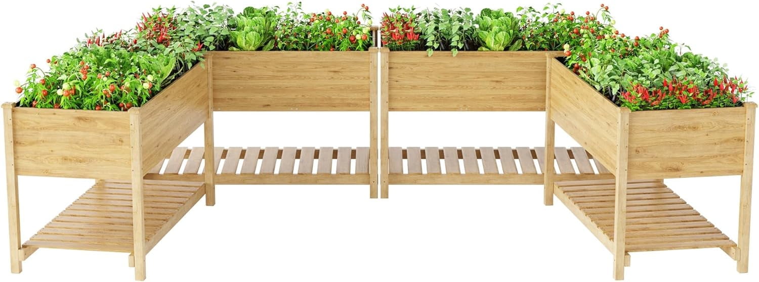 Kullavik 4 pcs Raised Garden Bed with Legs,Outdoor Elevated Cedar Wood ...