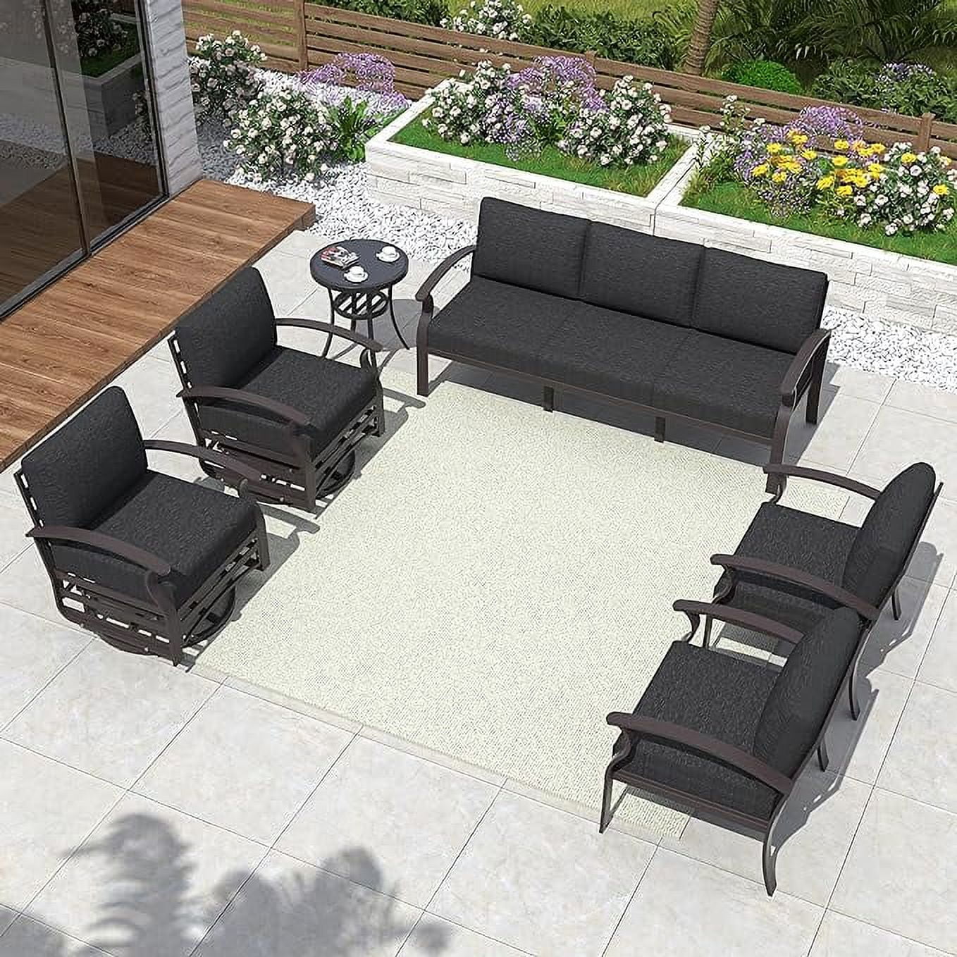 Kullavik 6 Metal Water-resistant Outdoor Conversation Sets with Sofa ...