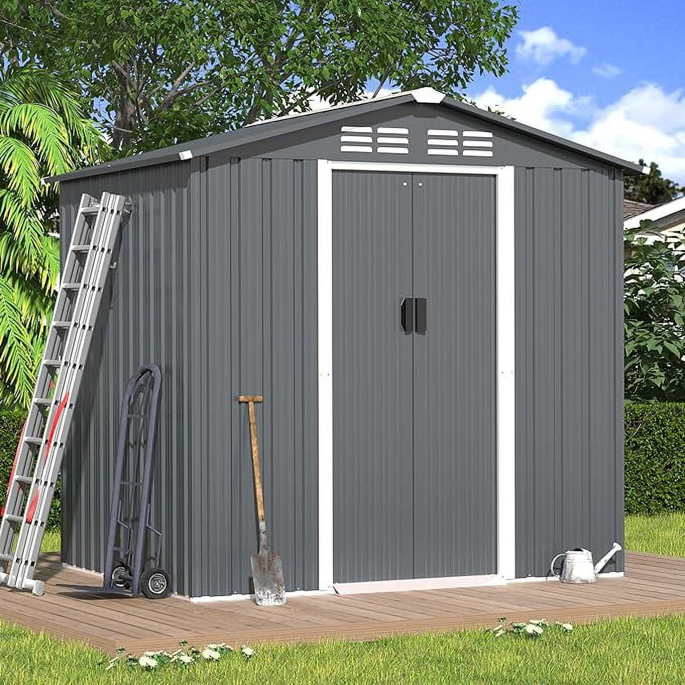 Kullavik 6'X4' Outdoor Metal Storage Shed, Metal Shed Kit with Double ...