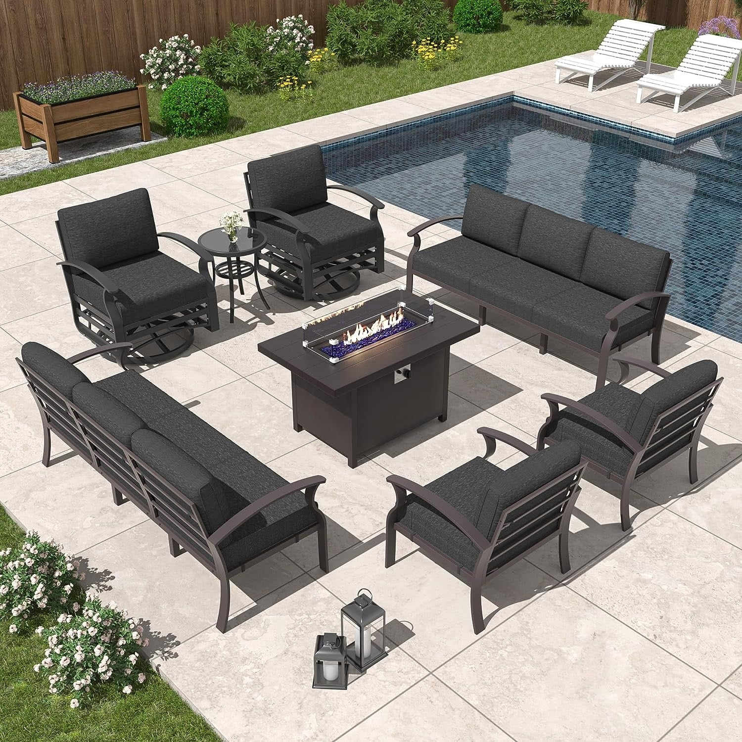 Kullavik Aluminum Outdoor Patio Furniture with Curved Armrests ...