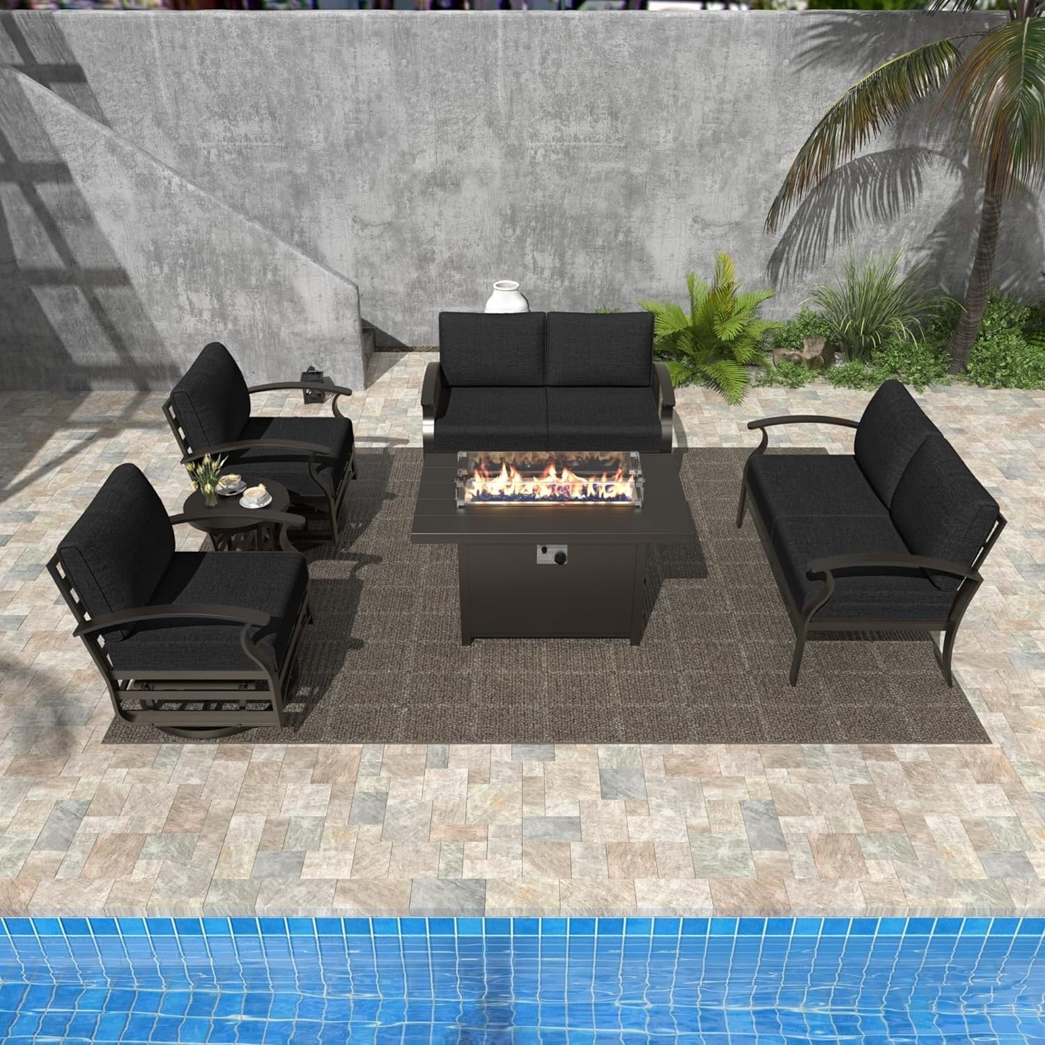 Kullavik Aluminum Outdoor Patio Furniture with Curved Armrests ...