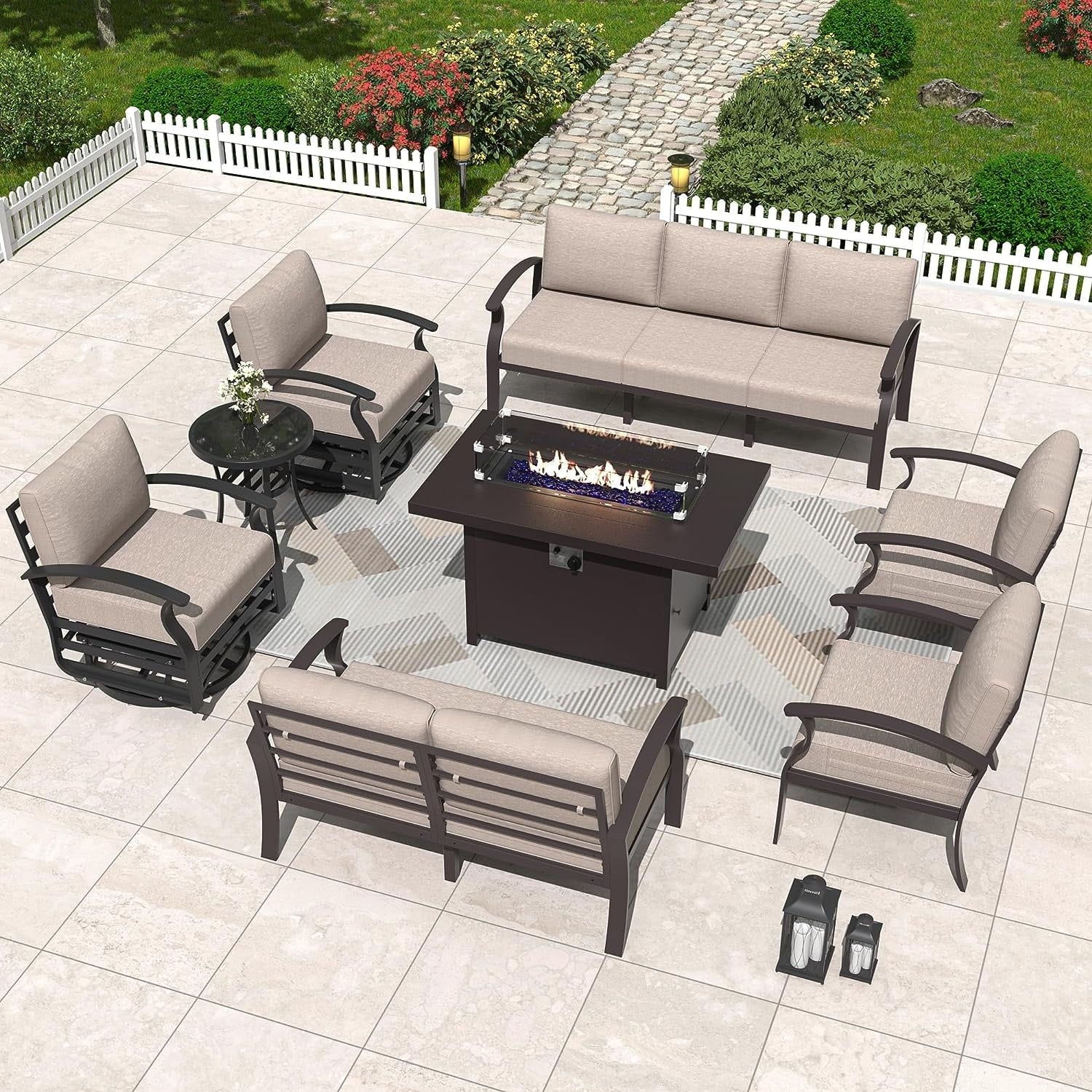 Kullavik Aluminum Outdoor Patio Furniture with Curved Armrests ...