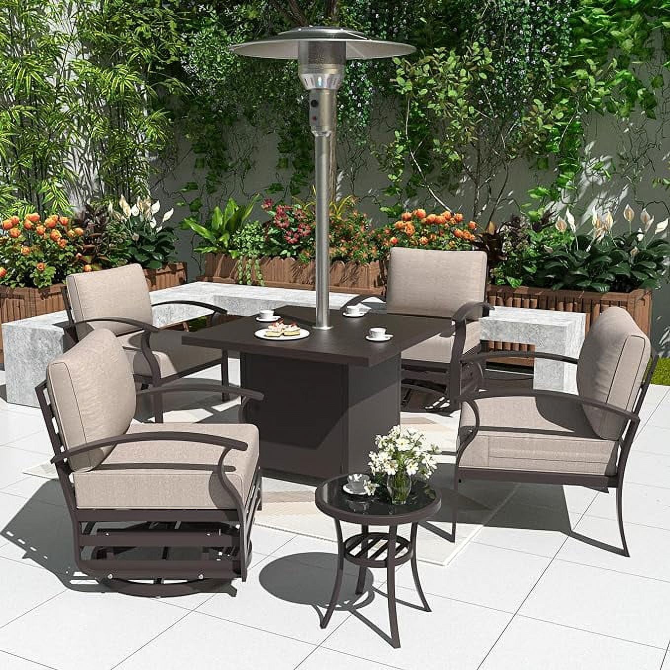 Kullavik Aluminum Patio Furniture Set with Patio Heater Metal Sand ...