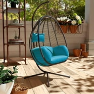 Outdoor Swing Egg Chair, Modern Patio Swing Chair with Stand and ...