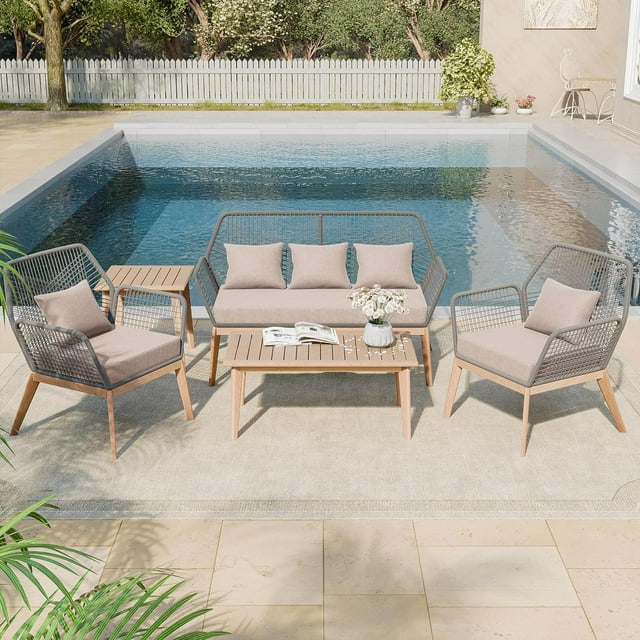 Kullavik 5-Piece Pre-Assembled Good Quality Outdoor Patio Furniture Set ...