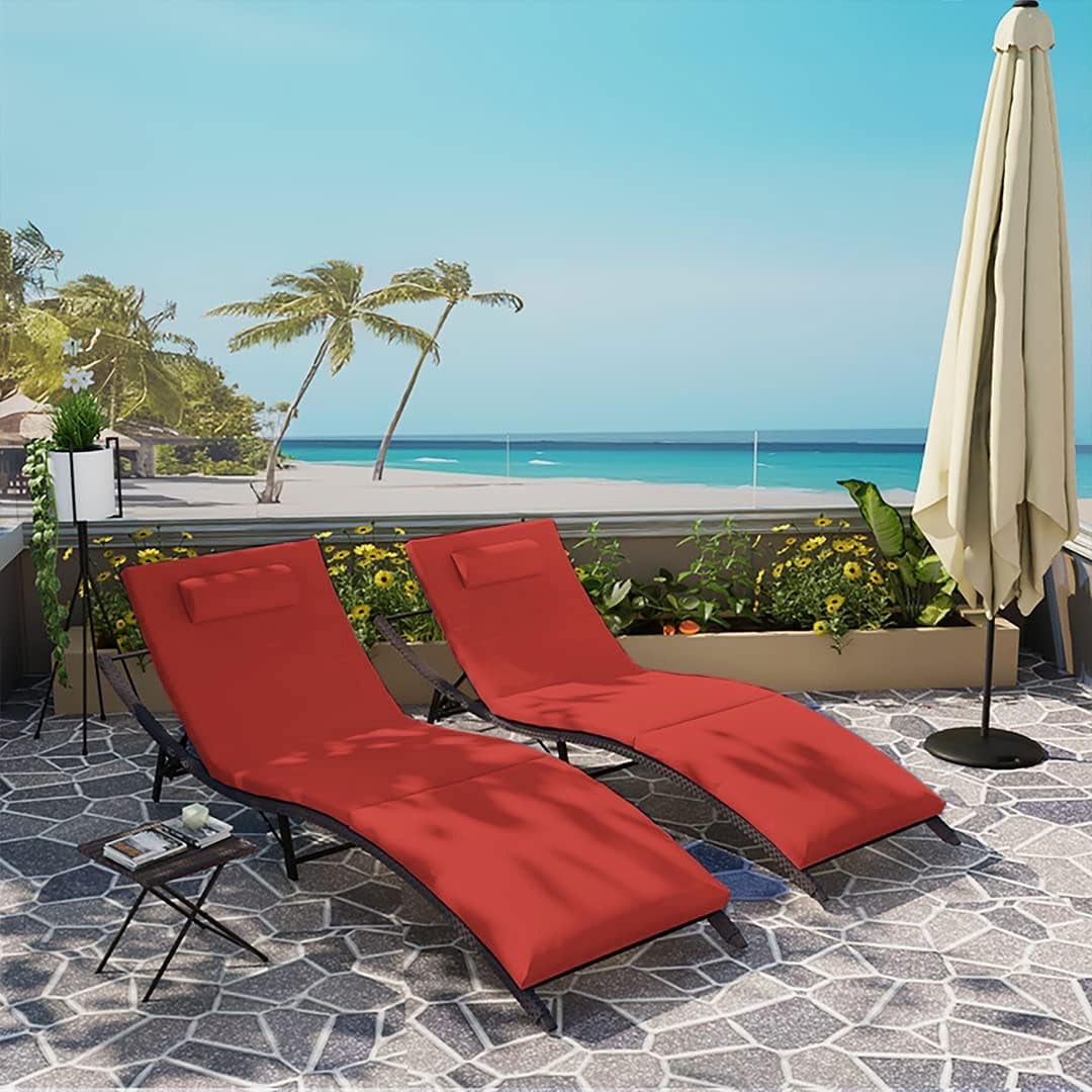 Kullavik Patio Lounge Chair,3 Pieces Chaise Lounge Outdoor Folding ...