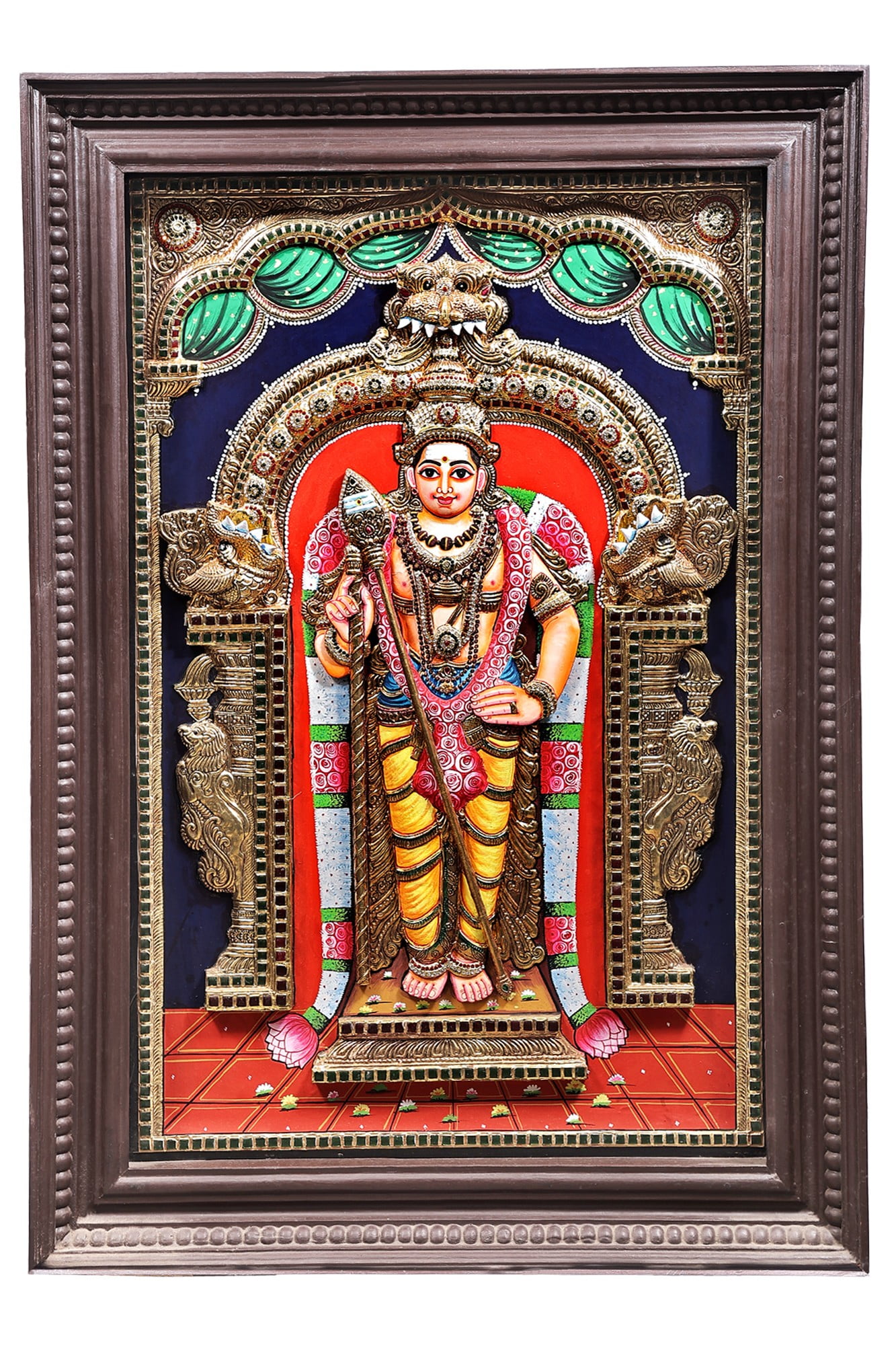 Kumara Karttikeya (Murugan) Tanjore Painting | Traditional Colors With ...
