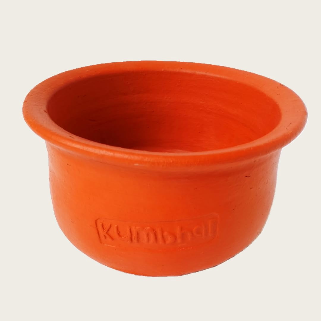 Kumbhar Soil Unglazed Earthen Bhagona With Lid For Cooking & Serving ...