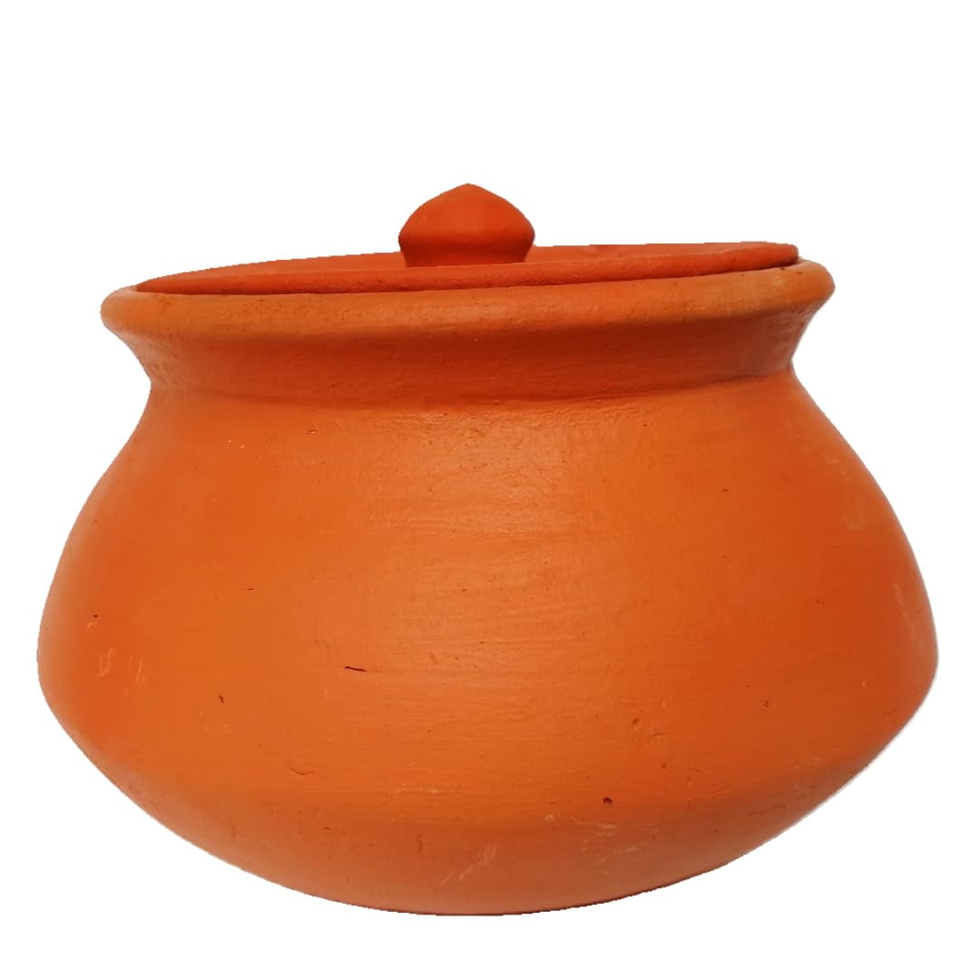 Kumbhar Soil Unglazed & Uncoated Earthen Pot With Lid For Cooking ...