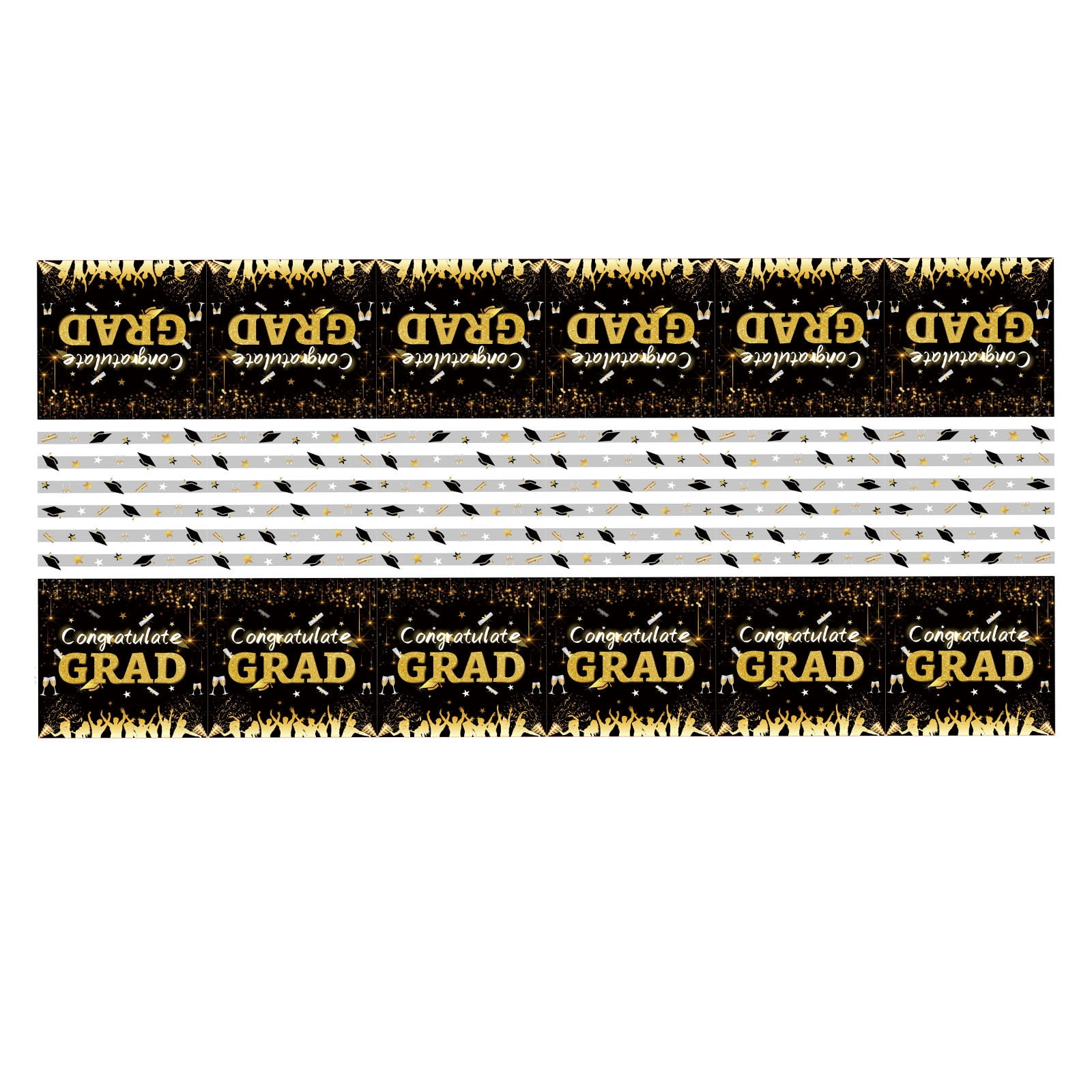 Kumdkd 1 Pcs Graduation Tablecloth, 54 X 108 Inch Black Gold, Congrats ...