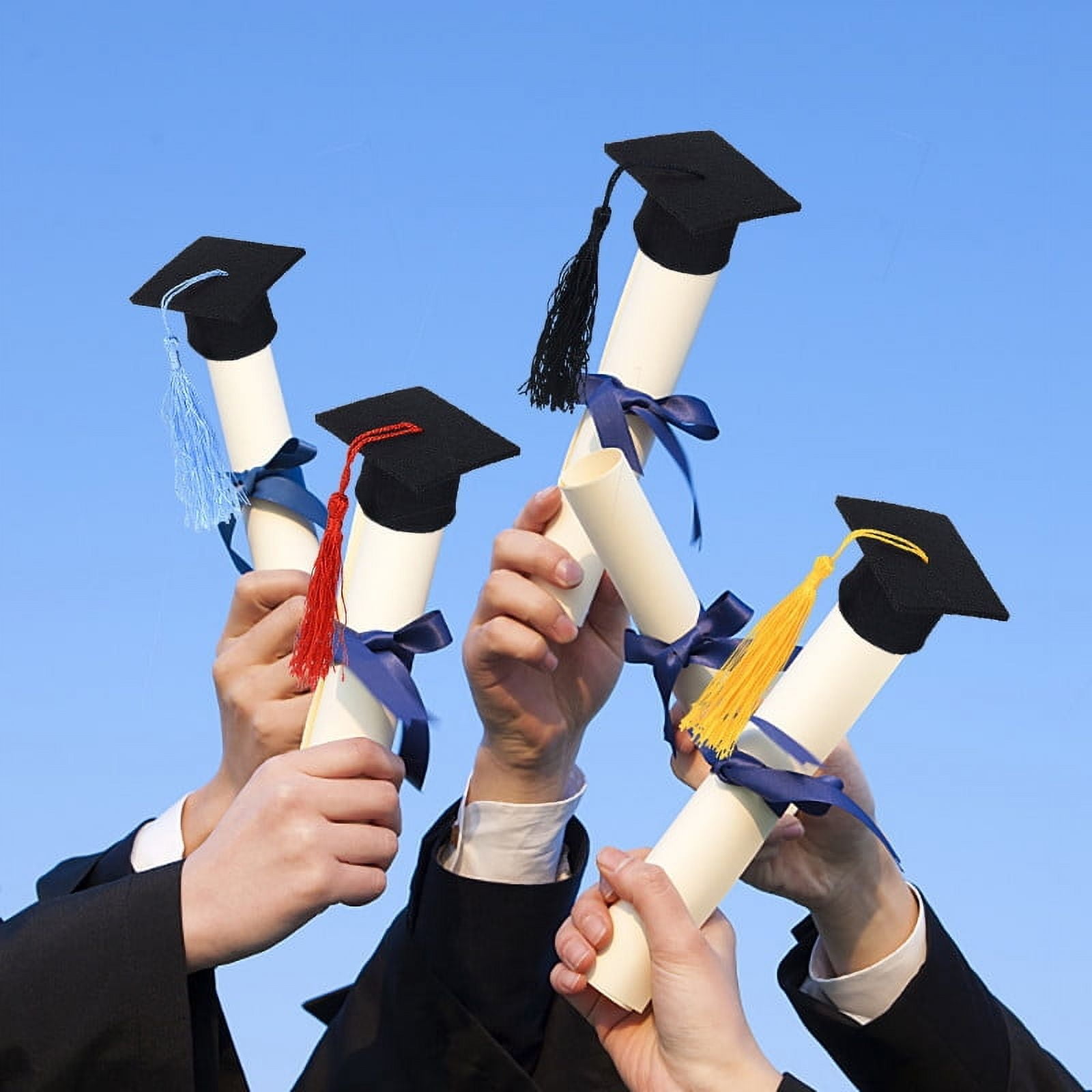 Kumdkd 10 Pieces Mini Graduation Cap Plastic Grad Cake Wine Bottle ...