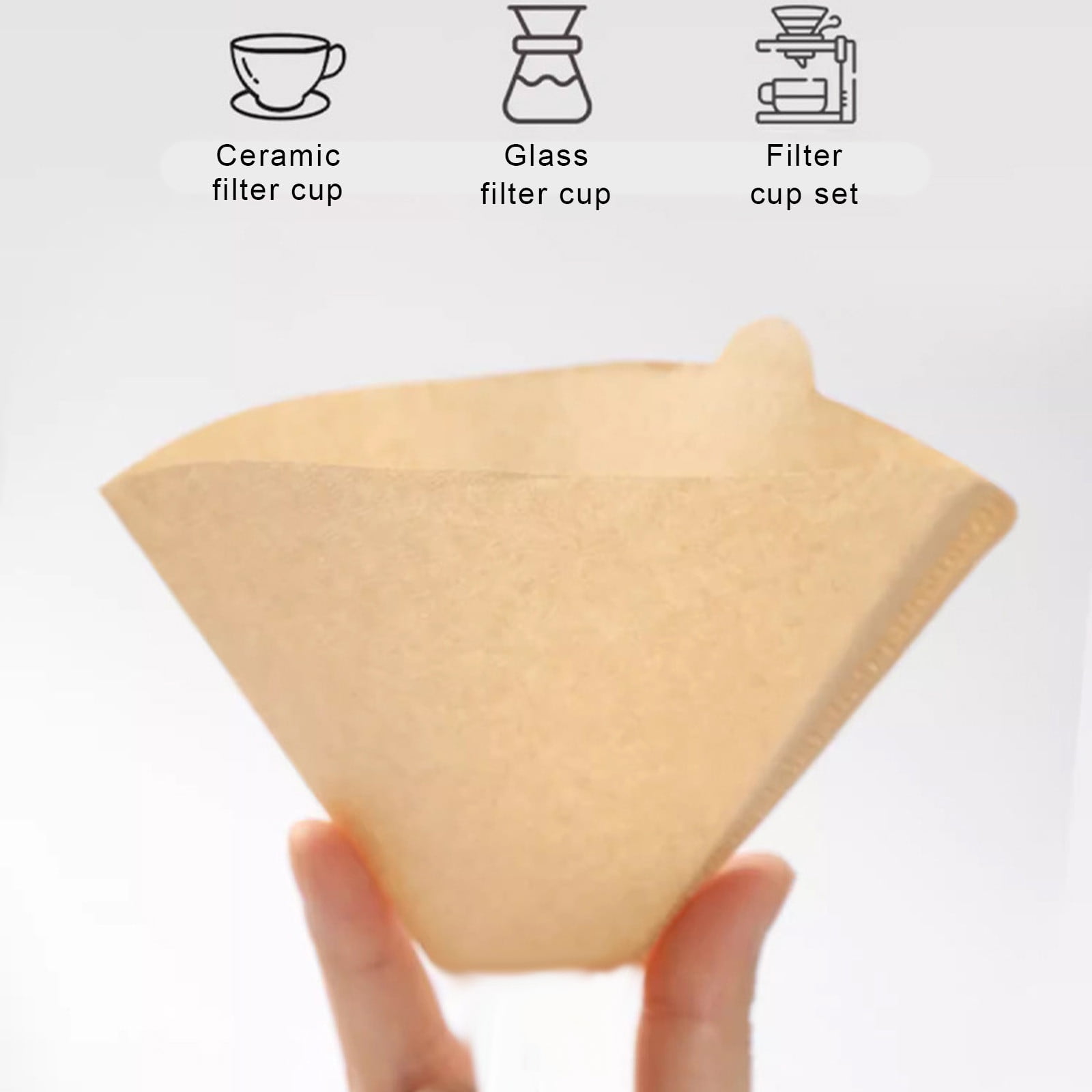 Kumdkd 100-Pack Unbleached Coffee Filters #4 Cone - Thickened Fan-Fold ...