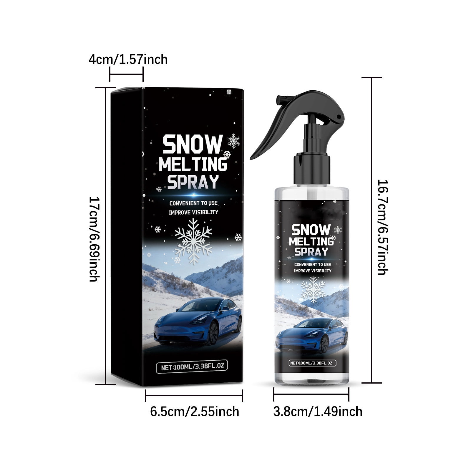 Kumdkd 100ml Auto Glass De-Icer Spray, Windshield Ice Melter for Winter ...
