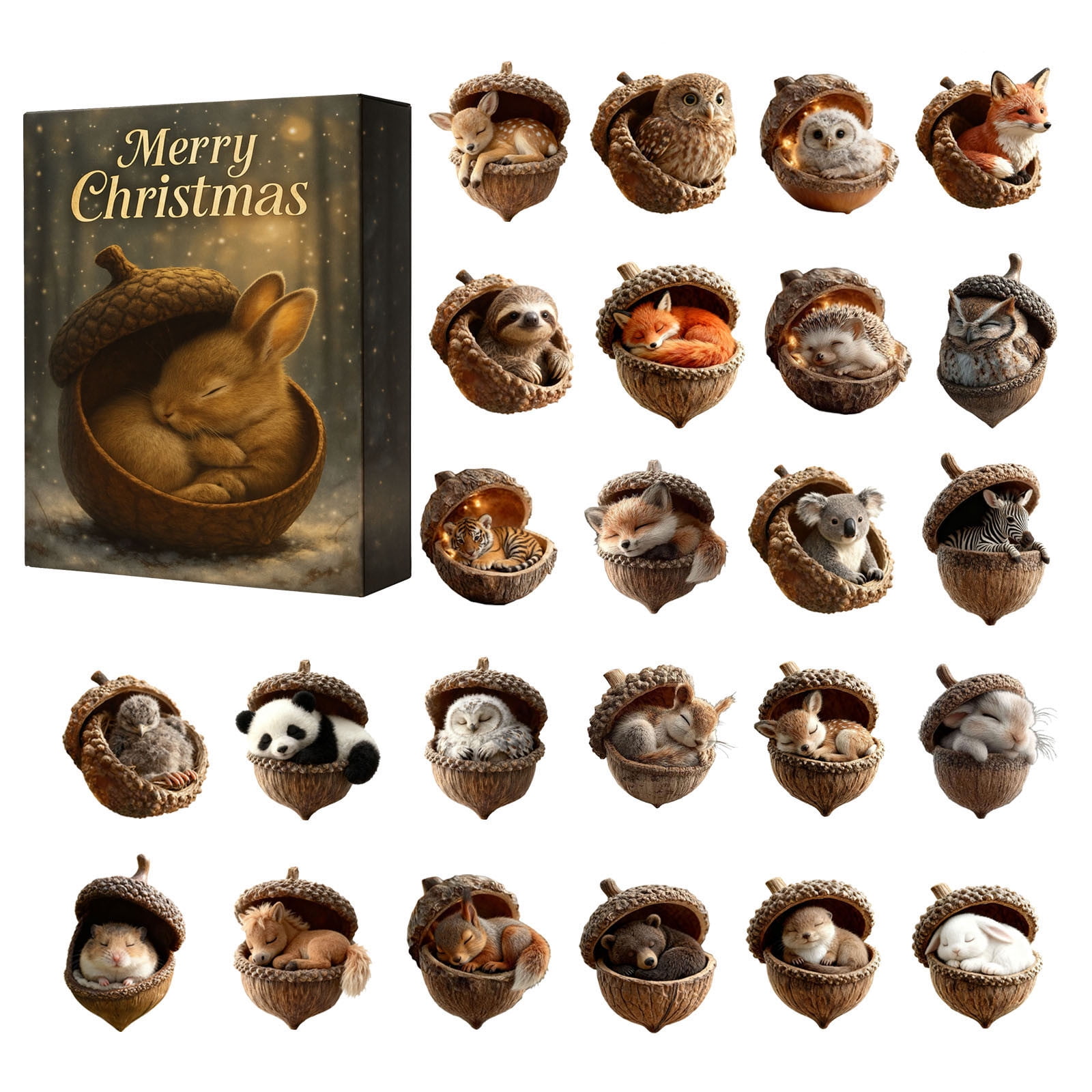 Kumdkd 2025 Pinecone Animals Advent Calendar, Acrylic Christmas ...