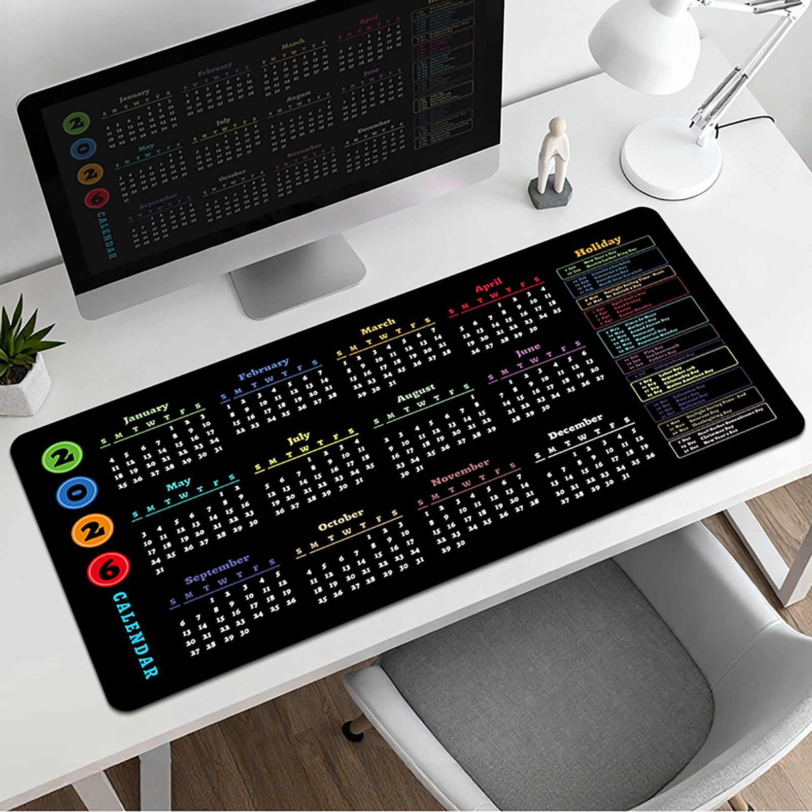 Kumdkd 2026 Calendar Mouse Pad, Large Desk Mat with Full Year Calendar ...