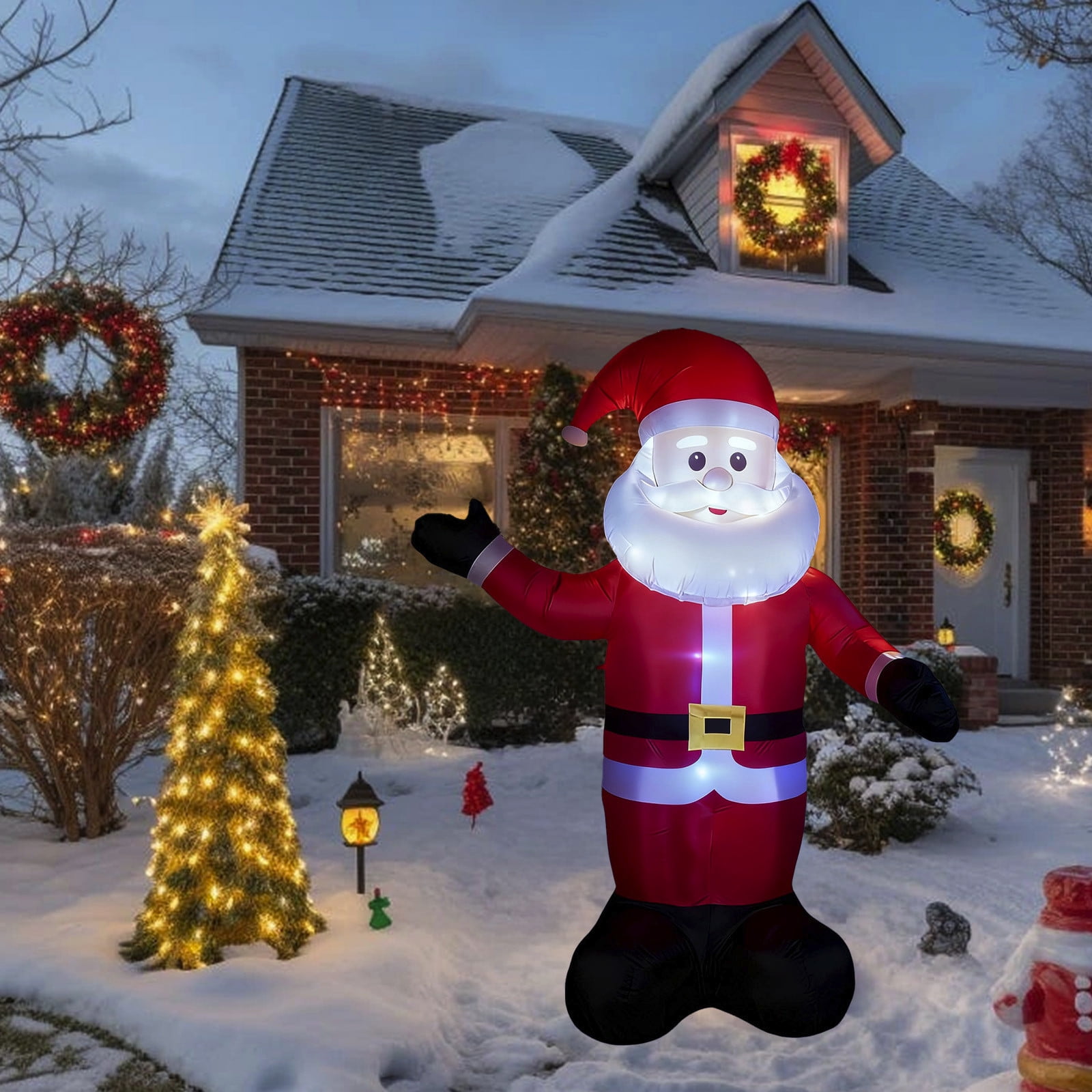 Kumdkd 4FT Christmas Inflatable Santa Claus with LED Lights, Outdoor ...