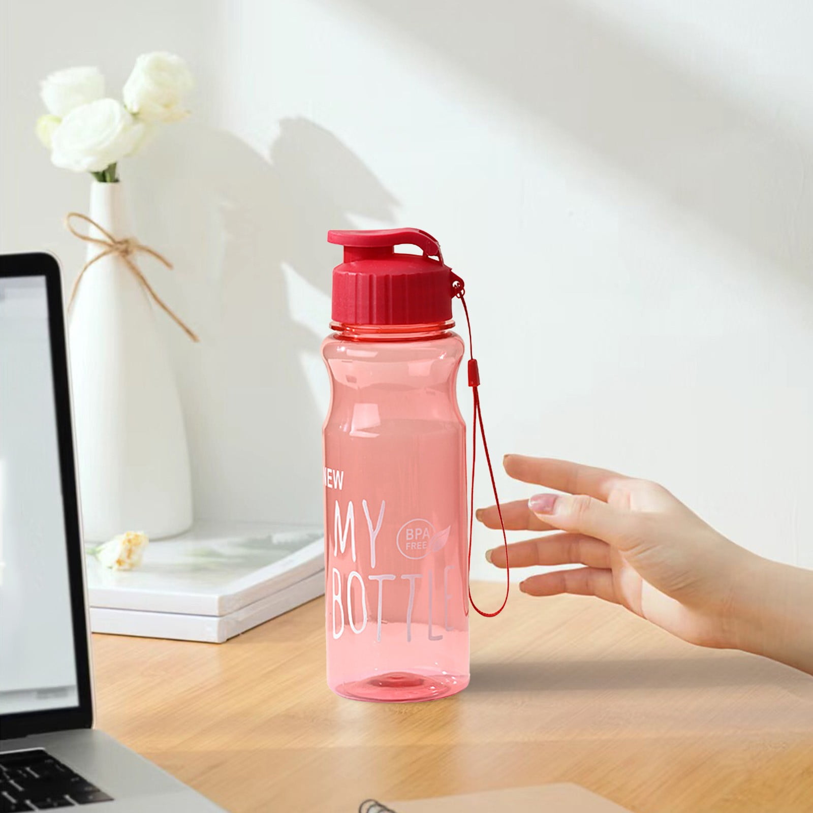 Kumdkd 550ml Leak-Proof Water Bottle with Strap - BPA-Free Plastic Tumbler for Gym, Hiking ...