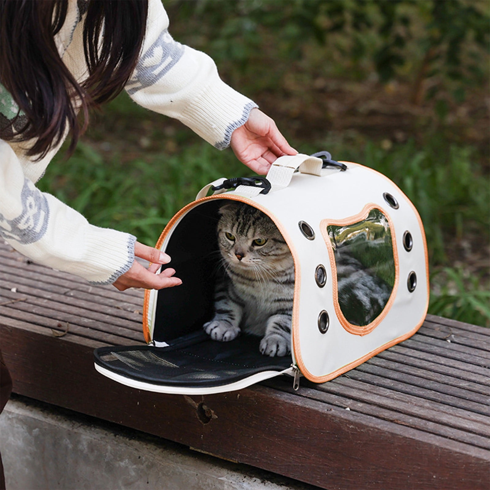 Kumdkd Airline-Approved Foldable Cat Carrier Backpack with 360° Mesh ...