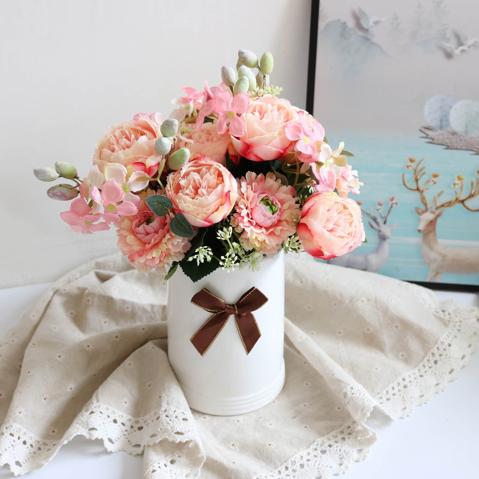 Kumdkd Artificial Peonies Silk Flowers,Faux Peony Bouquet Florals ...