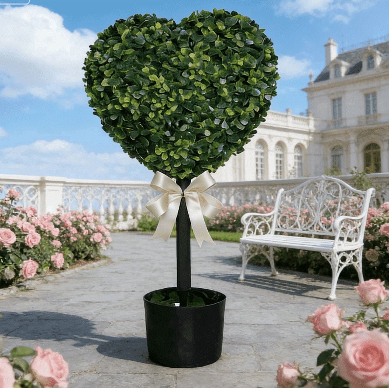 Kumdkd Boxwood Heart Shaped Topiary Tree, Artificial Pre Potted ...