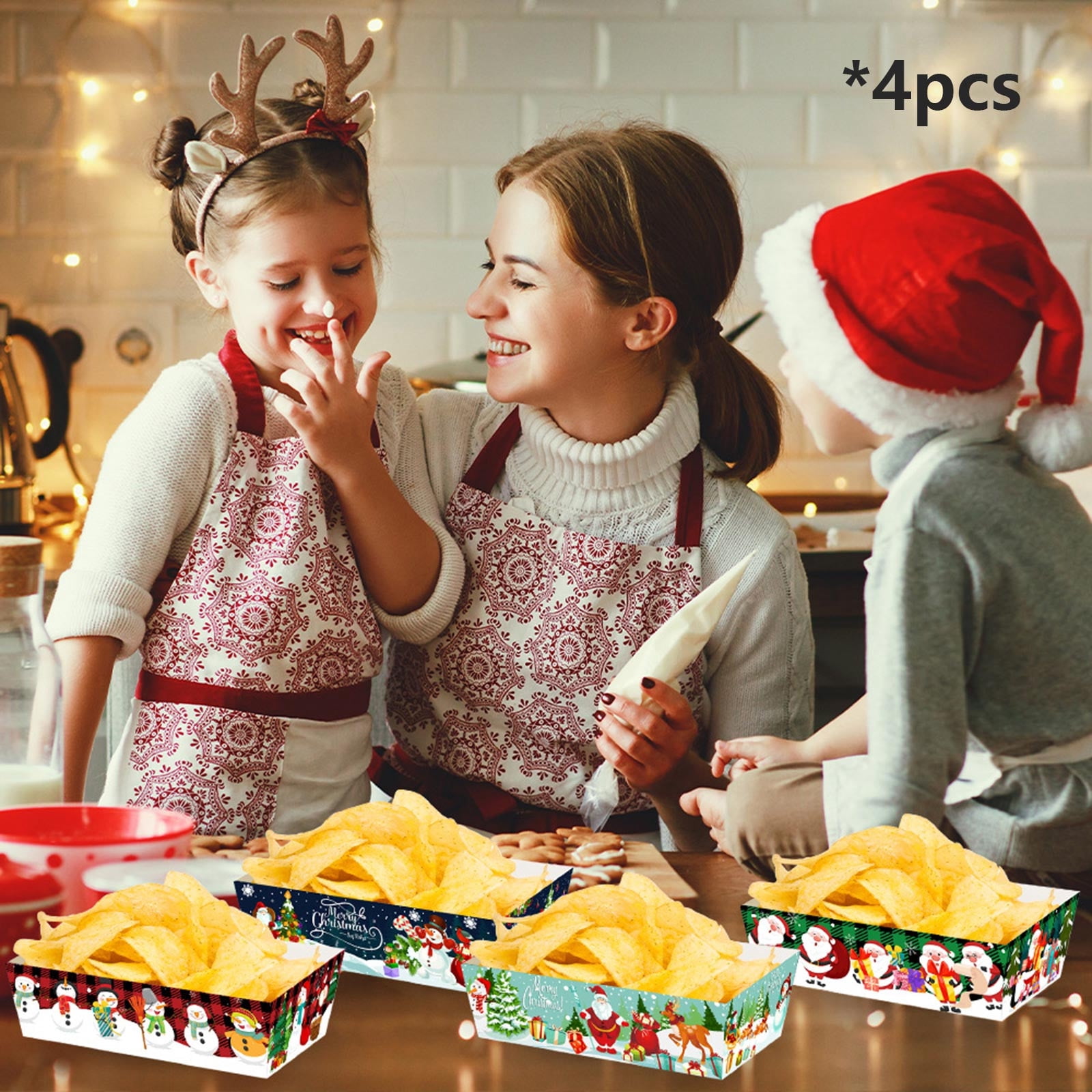 Kumdkd Christmas Snack Box Set 4-Pack Holiday Themed Paper Lunch ...