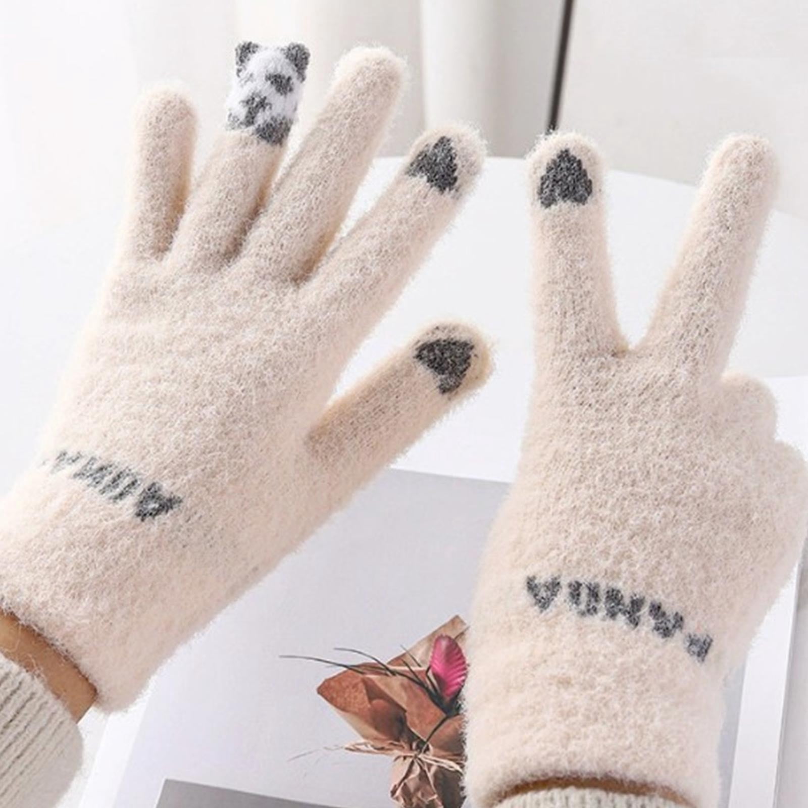 Kumdkd Cute Panda Winter Gloves for Kids & Teens, Fleece Lined ...