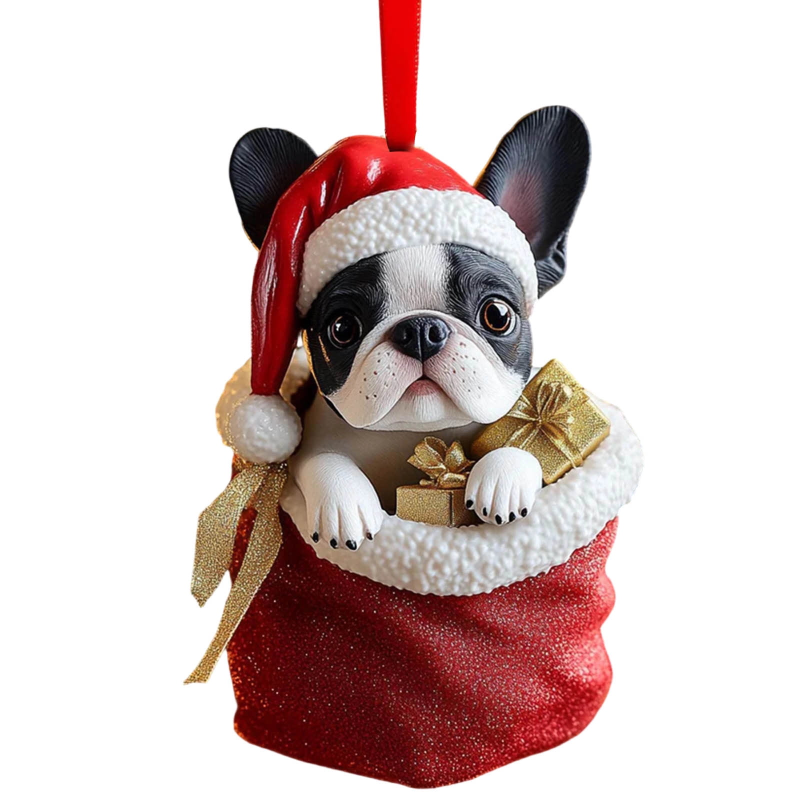 Kumdkd Funny Boston Terrier Christmas Ornament, Dog Drinking Coffee ...