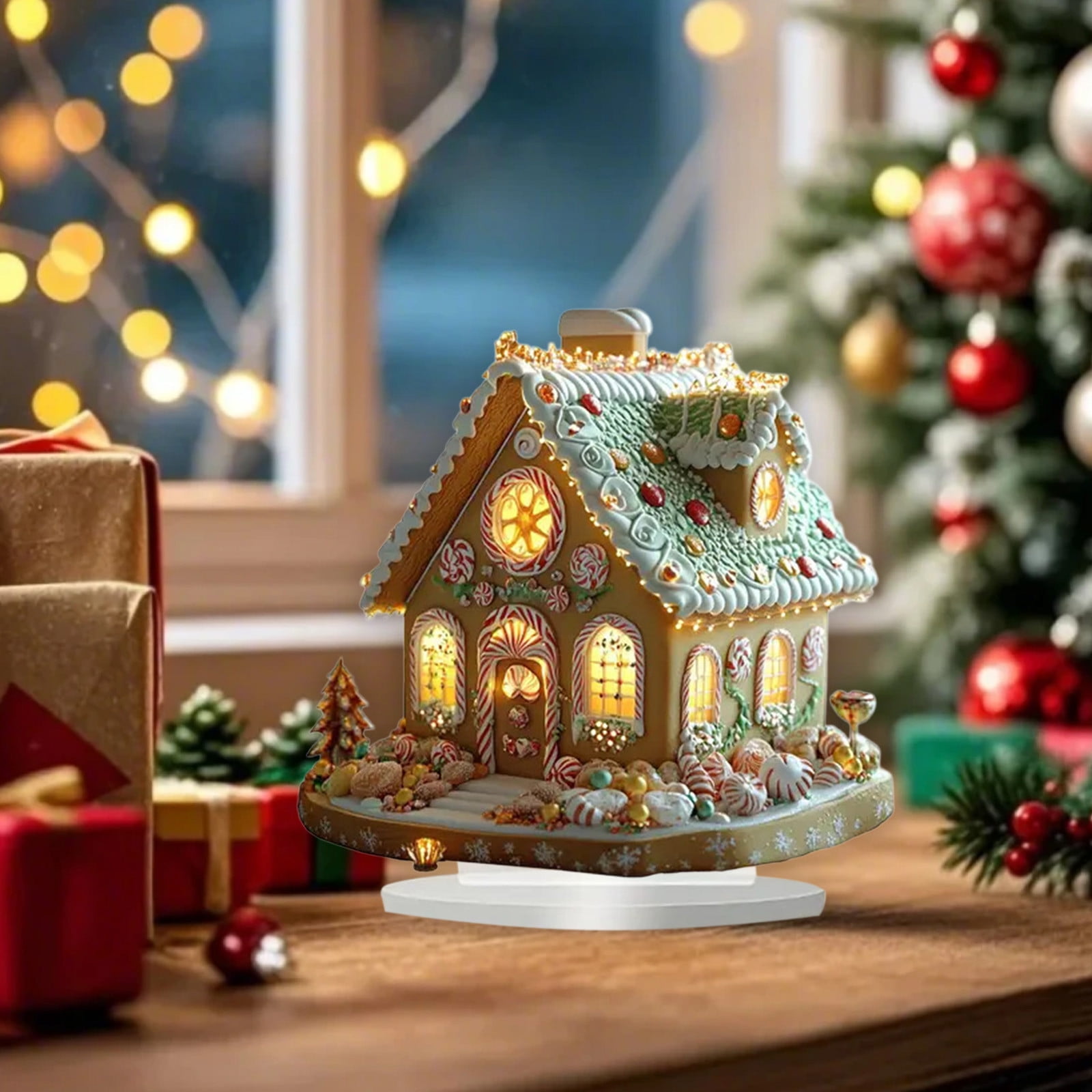 Kumdkd Gingerbread House Acrylic Ornament, Santa Claus Christmas ...
