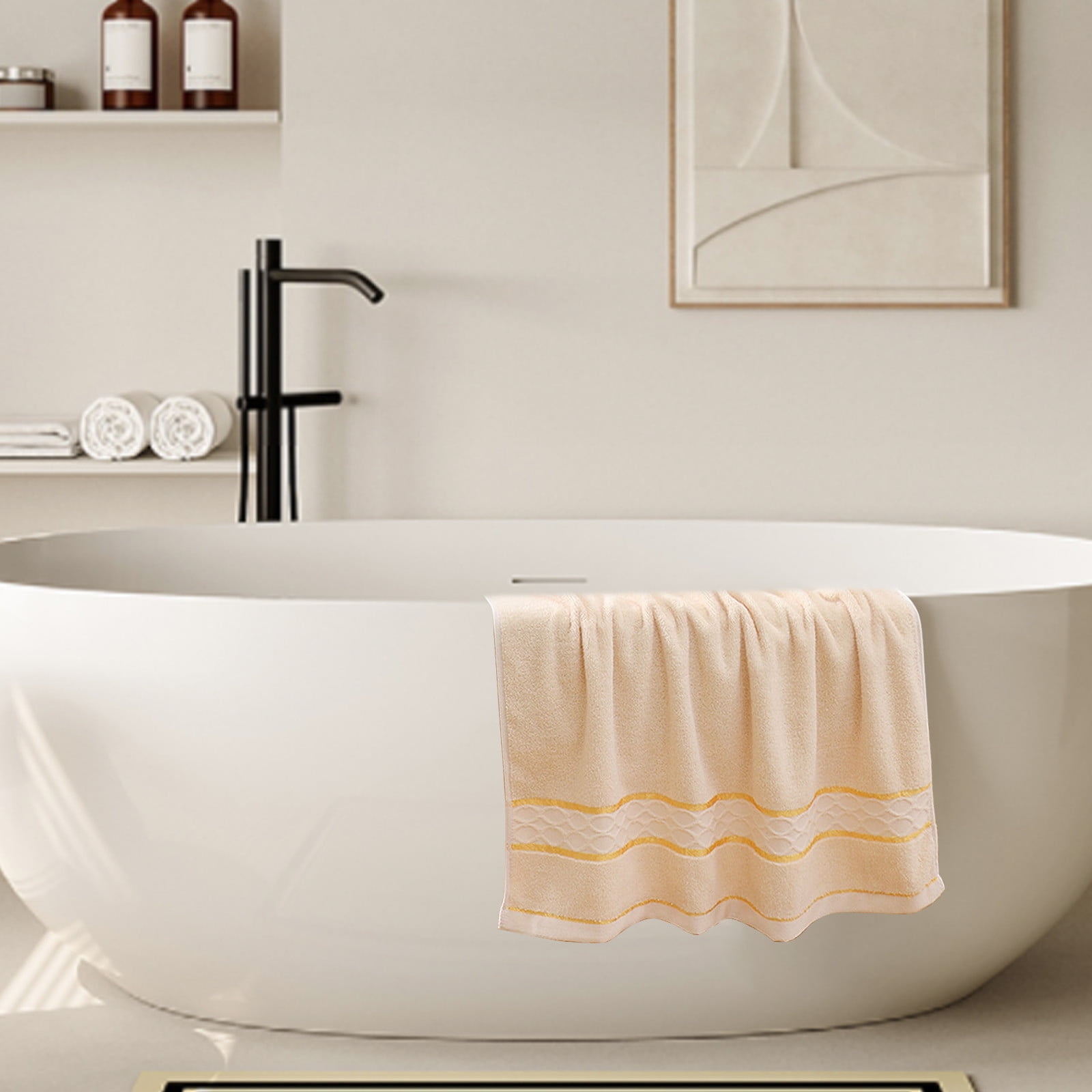 Kumdkd Gold Double Grid Cotton Bath Towel - Thickened Soft Absorbent ...