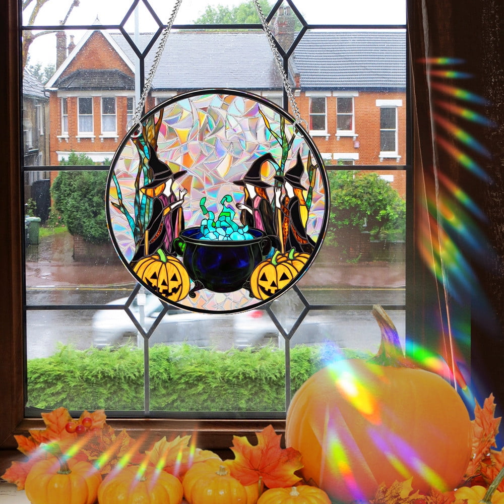 Kumdkd Halloween Witches Potion Light Catcher - Spooky Acrylic Sun ...
