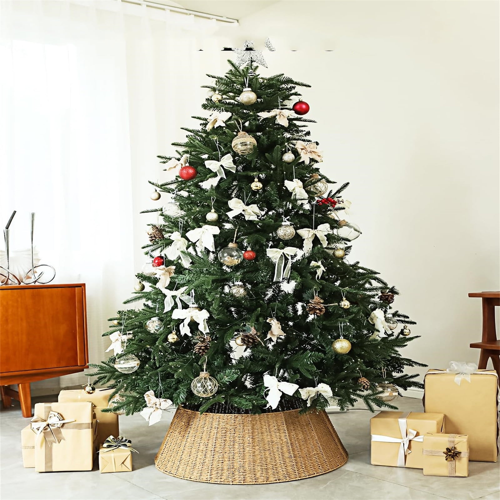 Kumdkd Handmade Cotton Christmas Tree Collar 25.5x8.2 Inch, Brown ...