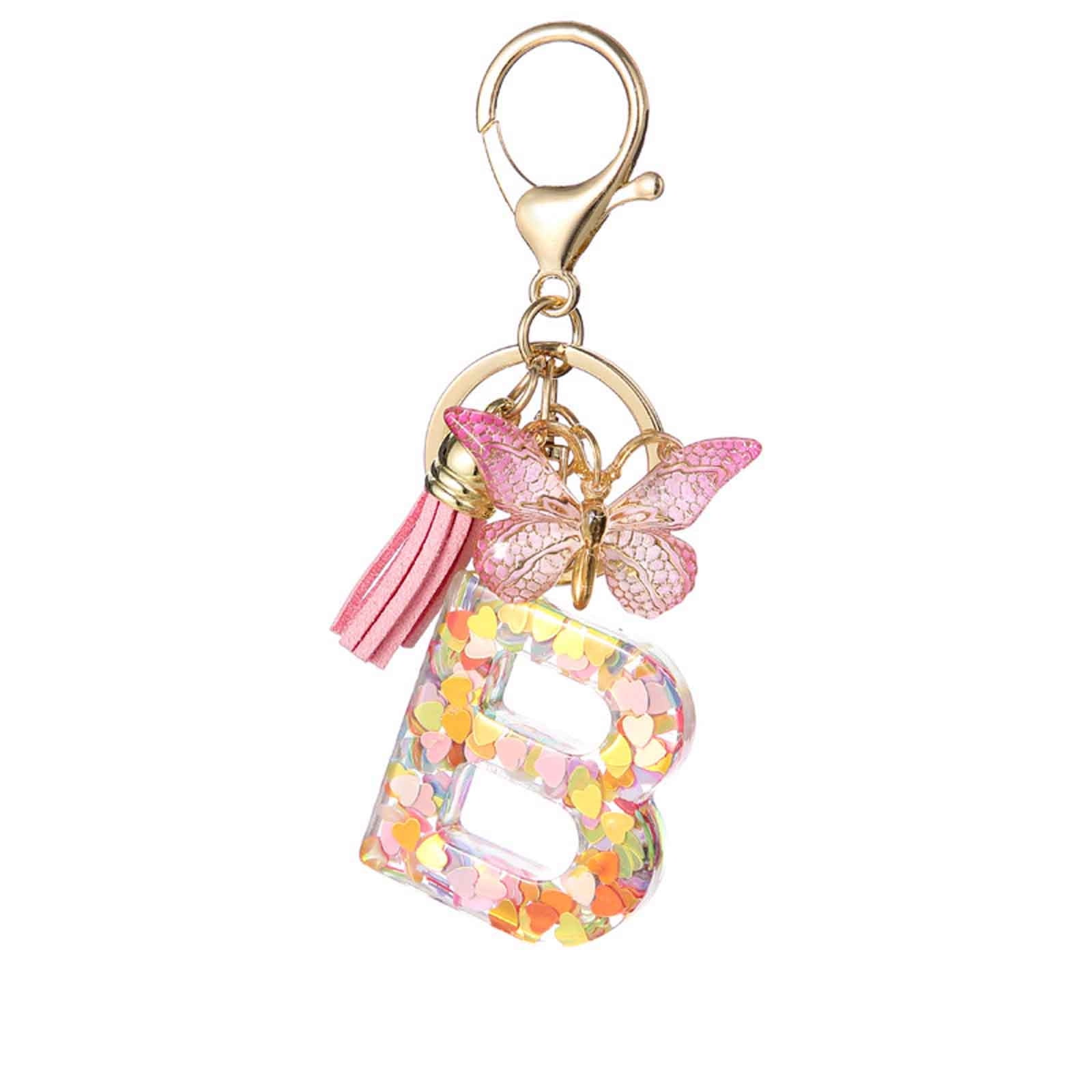Kumdkd Letter Keychains for Girls Purple Pink Keychain with Butterfly ...