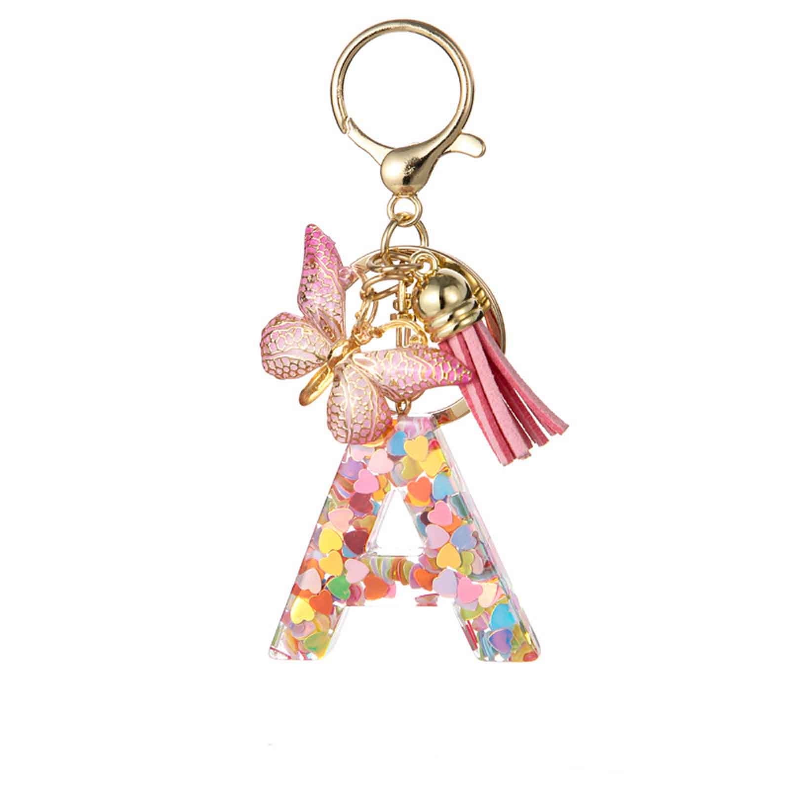 Kumdkd Letter Keychains for Girls Purple Pink Keychain with Butterfly ...