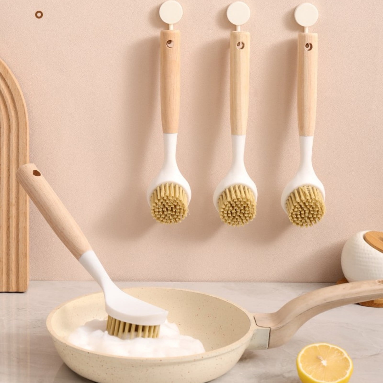 Kumdkd Long Handle Pot and Pan Cleaning Brush, Non-Scratch Dishwashing ...