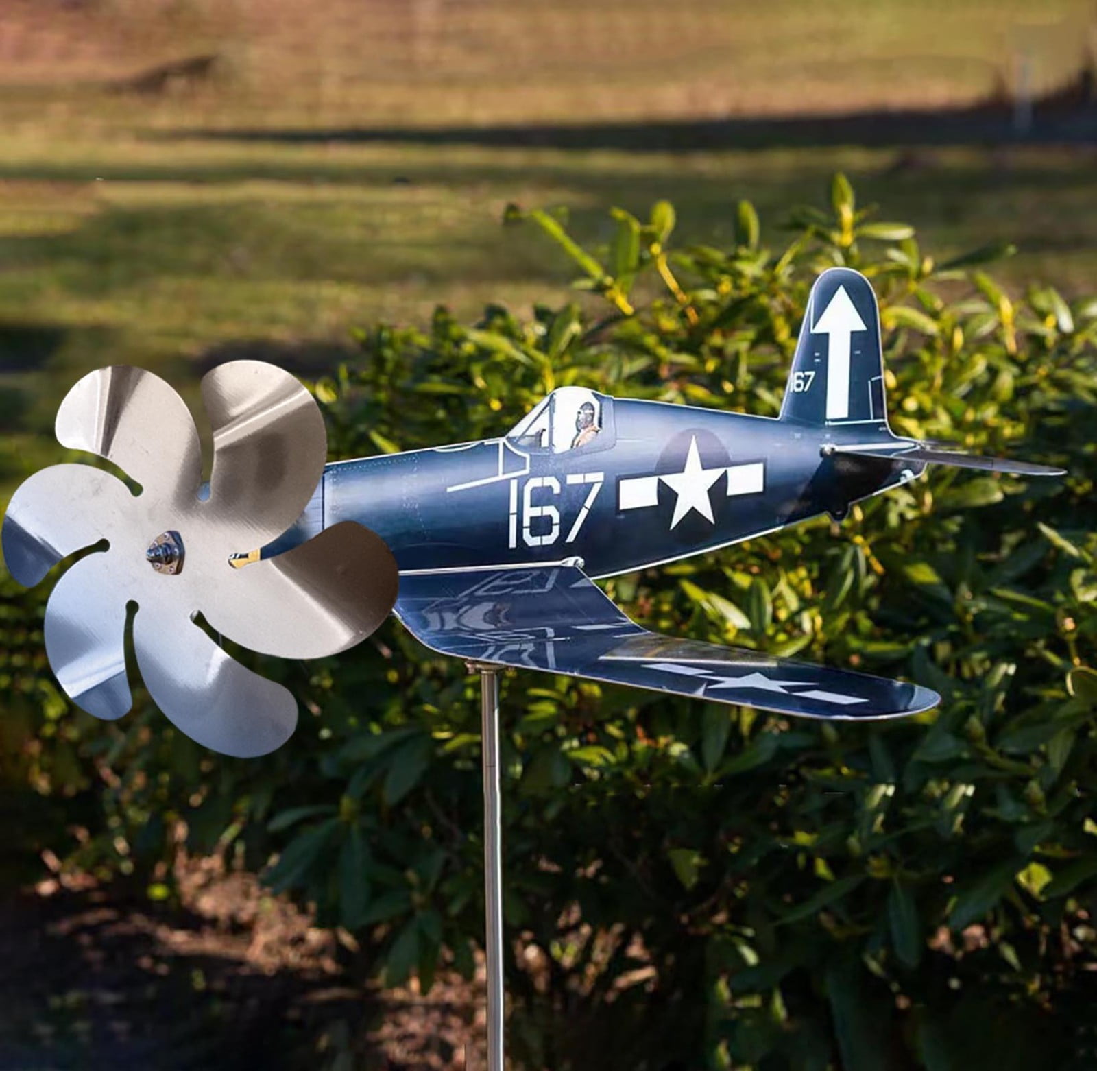 Kumdkd Metal Airplane Windmill Garden Spinner, 12.4 Inch Outdoor ...
