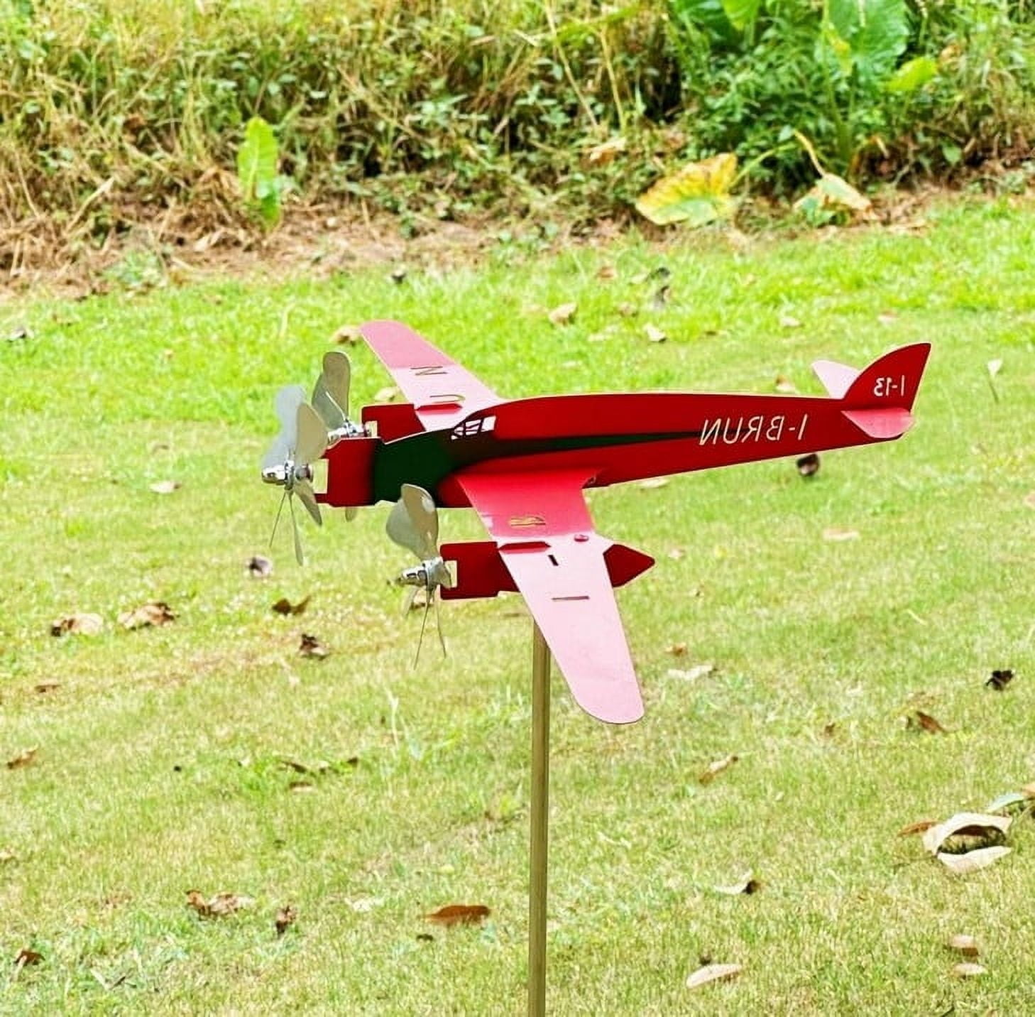 Kumdkd Metal Airplane Windmill Spinner - Outdoor Garden Decor with ...
