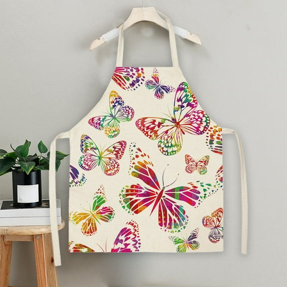 Kumdkd Retro Colorful Butterfly Floral Pinafore, Linen Creative ...