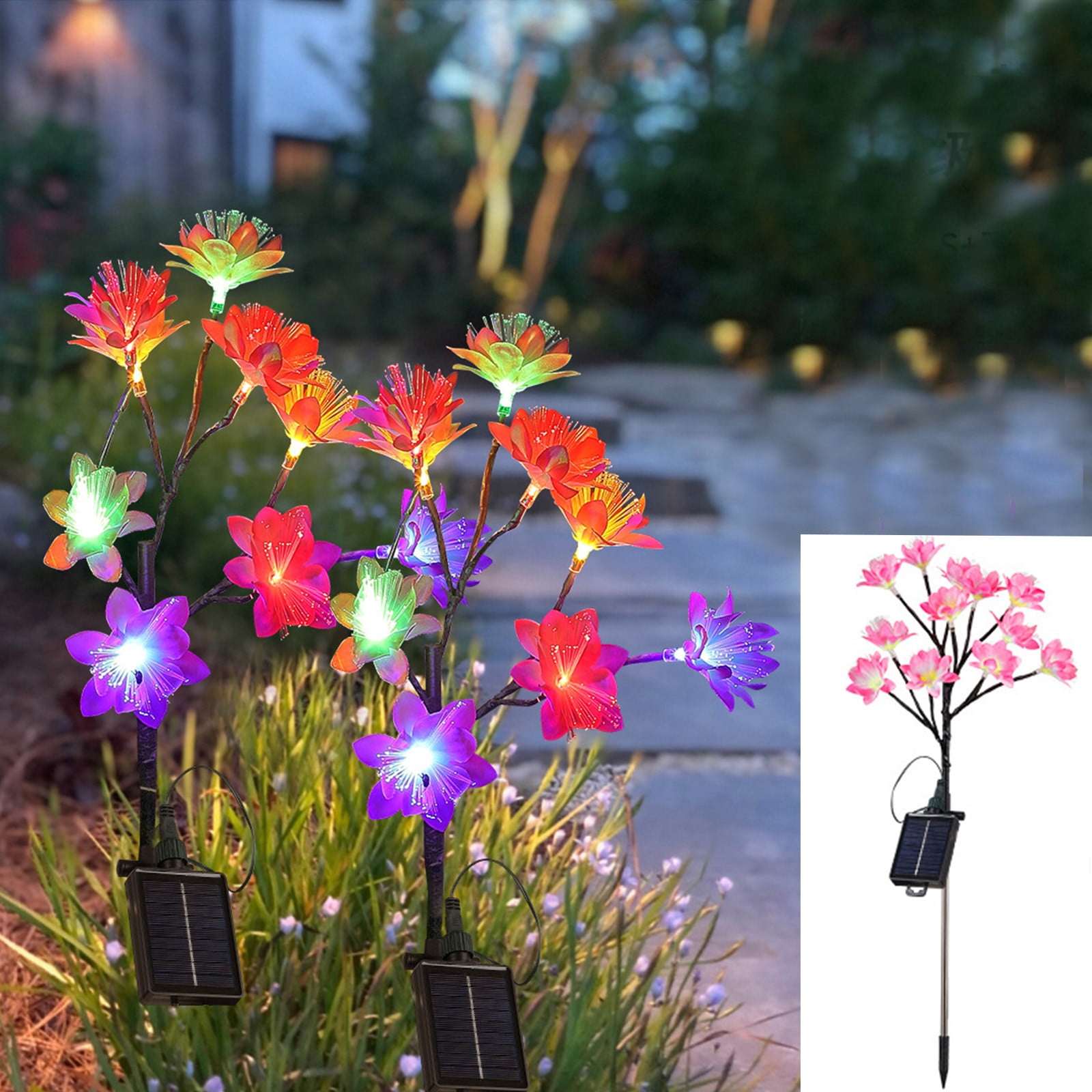 Kumdkd Upgraded Solar Flower Lights Outdoor Waterproof, Realistic ...