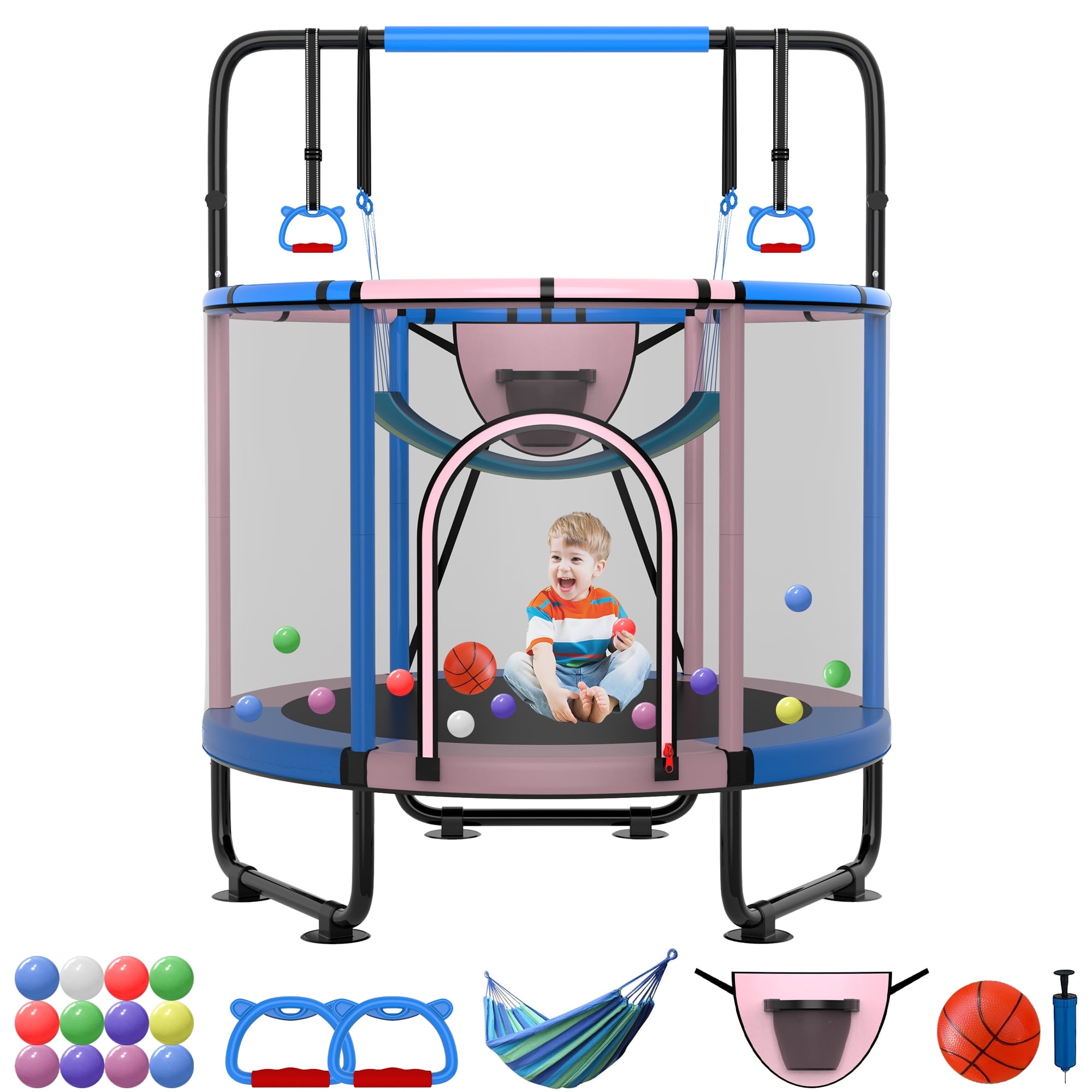 Kumix 54'' Trampoline for Kids, 330LBS Indoor/Outdoor Trampoline with ...