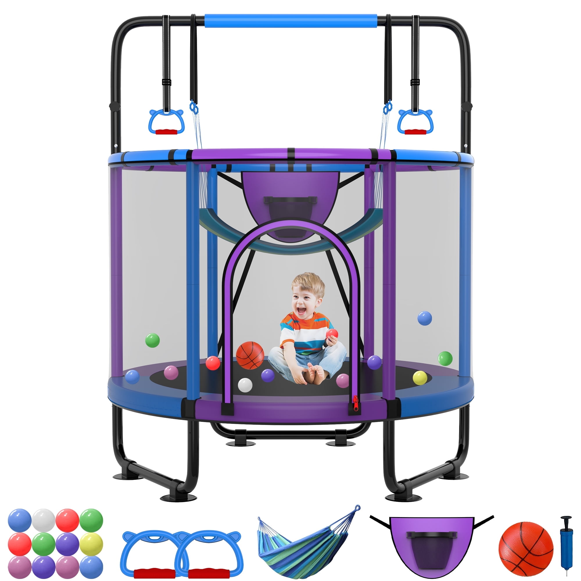 Kumix 54'' Trampoline for Kids, 330LBS Indoor/Outdoor Trampoline with ...
