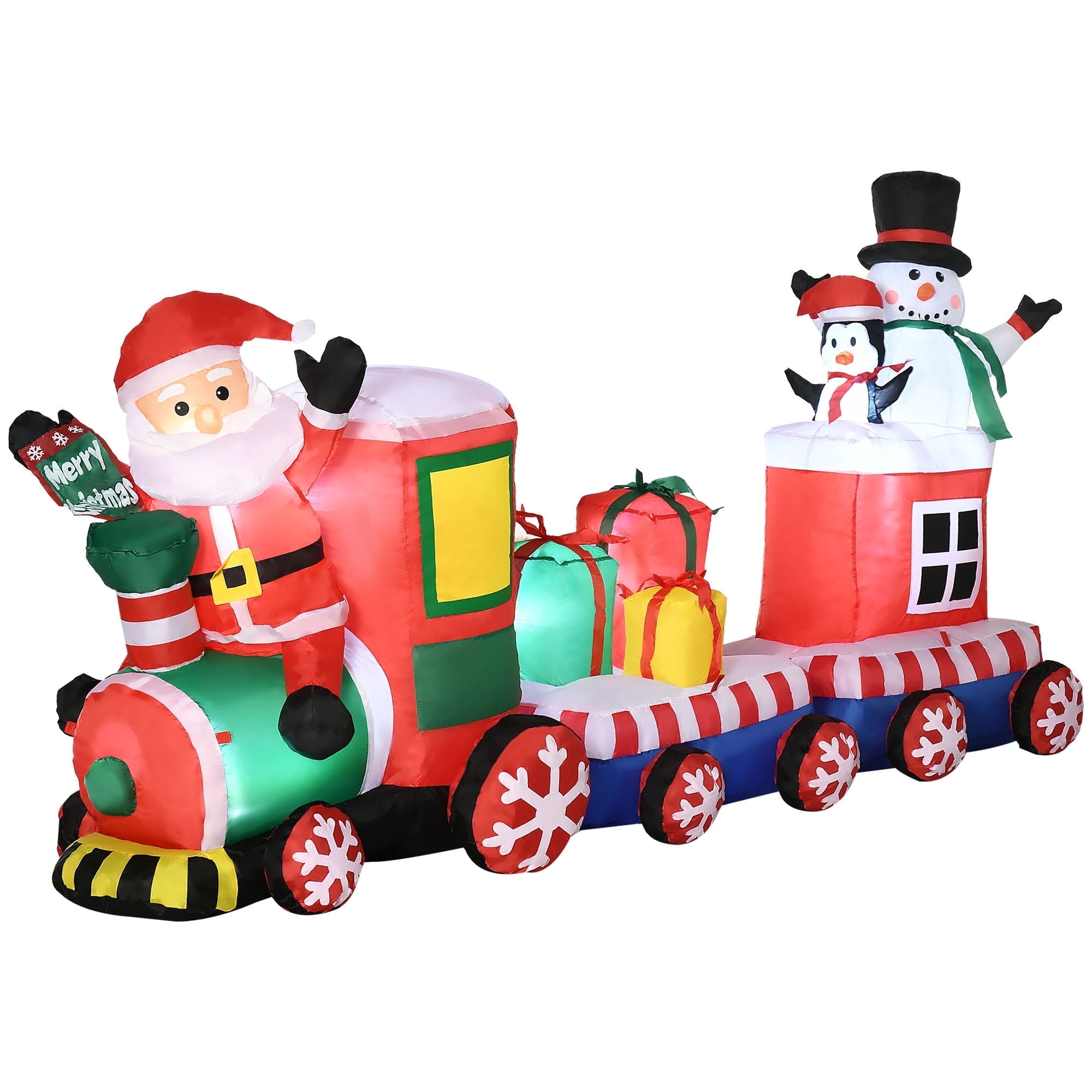 Kumix 8FT Christmas Inflatables Outdoor Decorations Train with Santa ...