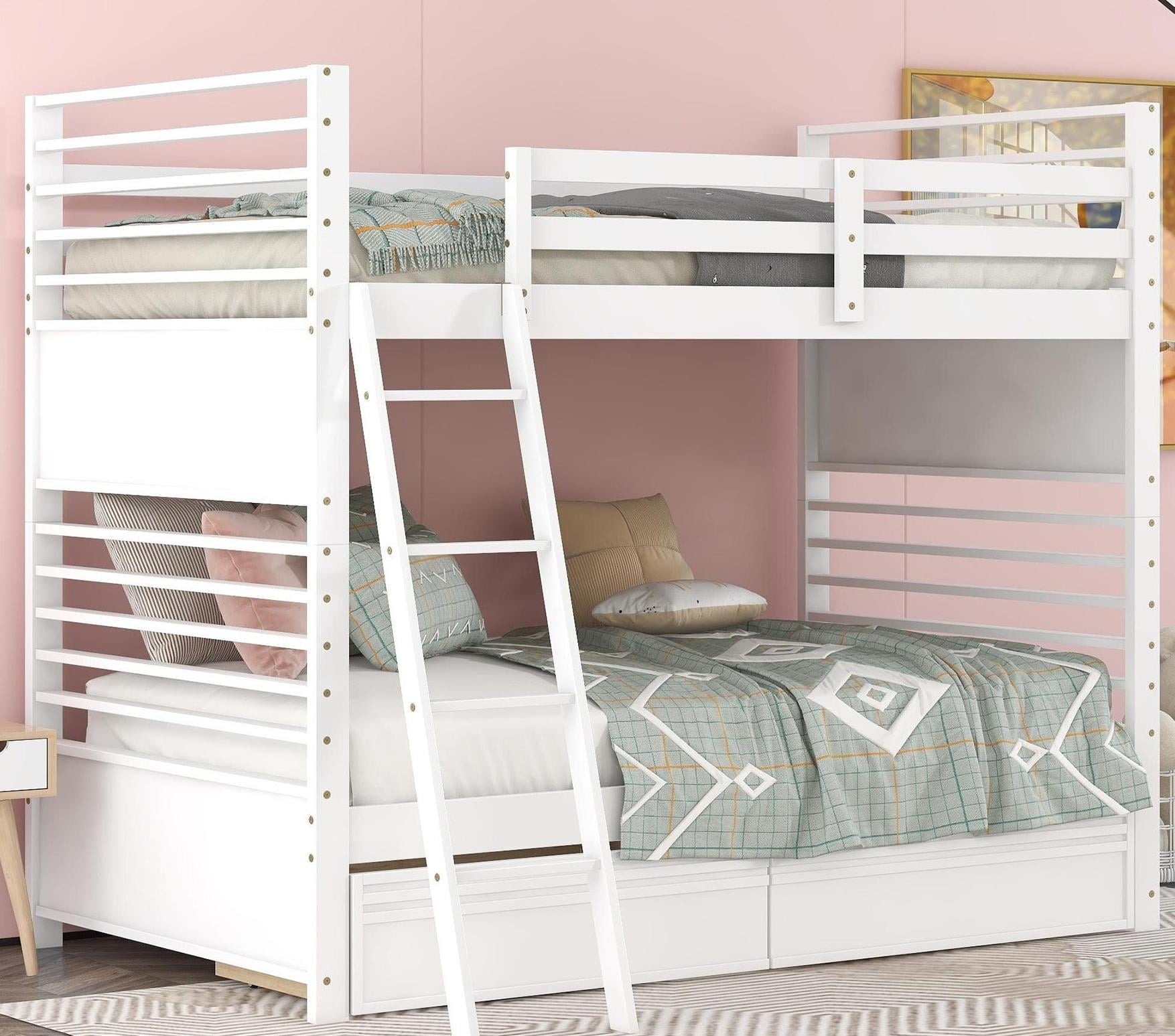 Kumix Bunk Bed with Drawers, Twin over Twin Bunk Bed for Teens with ...