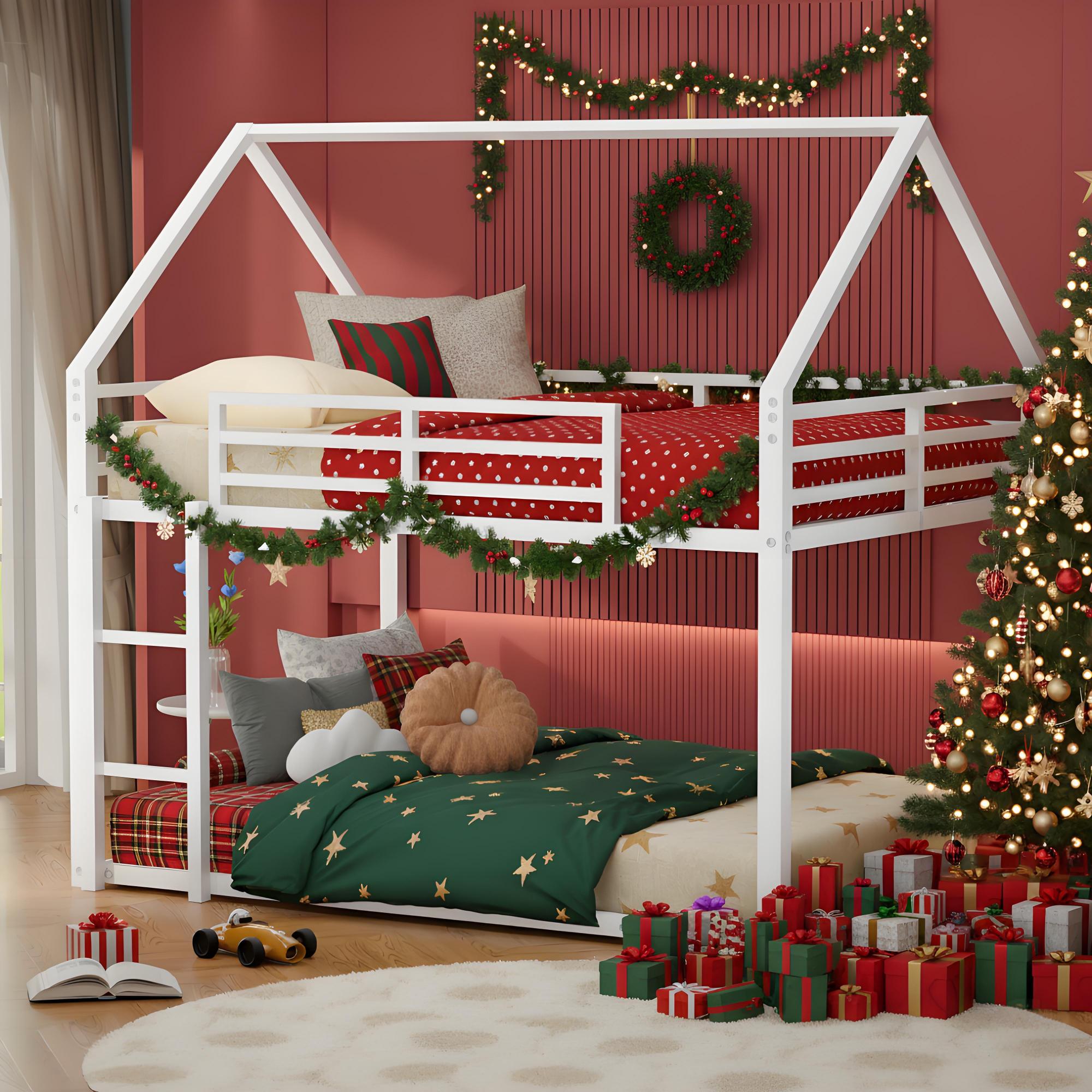 Jump Into Fun Twin over Twin Bunk Bed for Kids & Adults, Low Floor ...