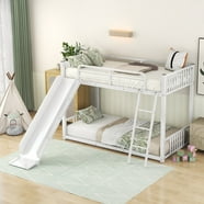 Jump Into Fun Twin over Twin Bunk Bed with Slide, Safety Guardrails ...