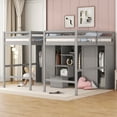 Kumix Double Loft Beds Twin Size, Wood Loft Bed with Wardrobes and ...