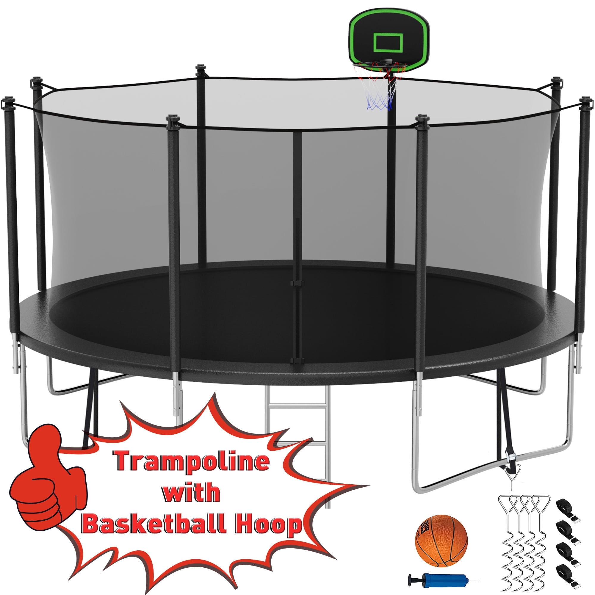 Kumix Trampoline 14FT 1400LBS for Adults and 7-8 Kids, Outdoor ...