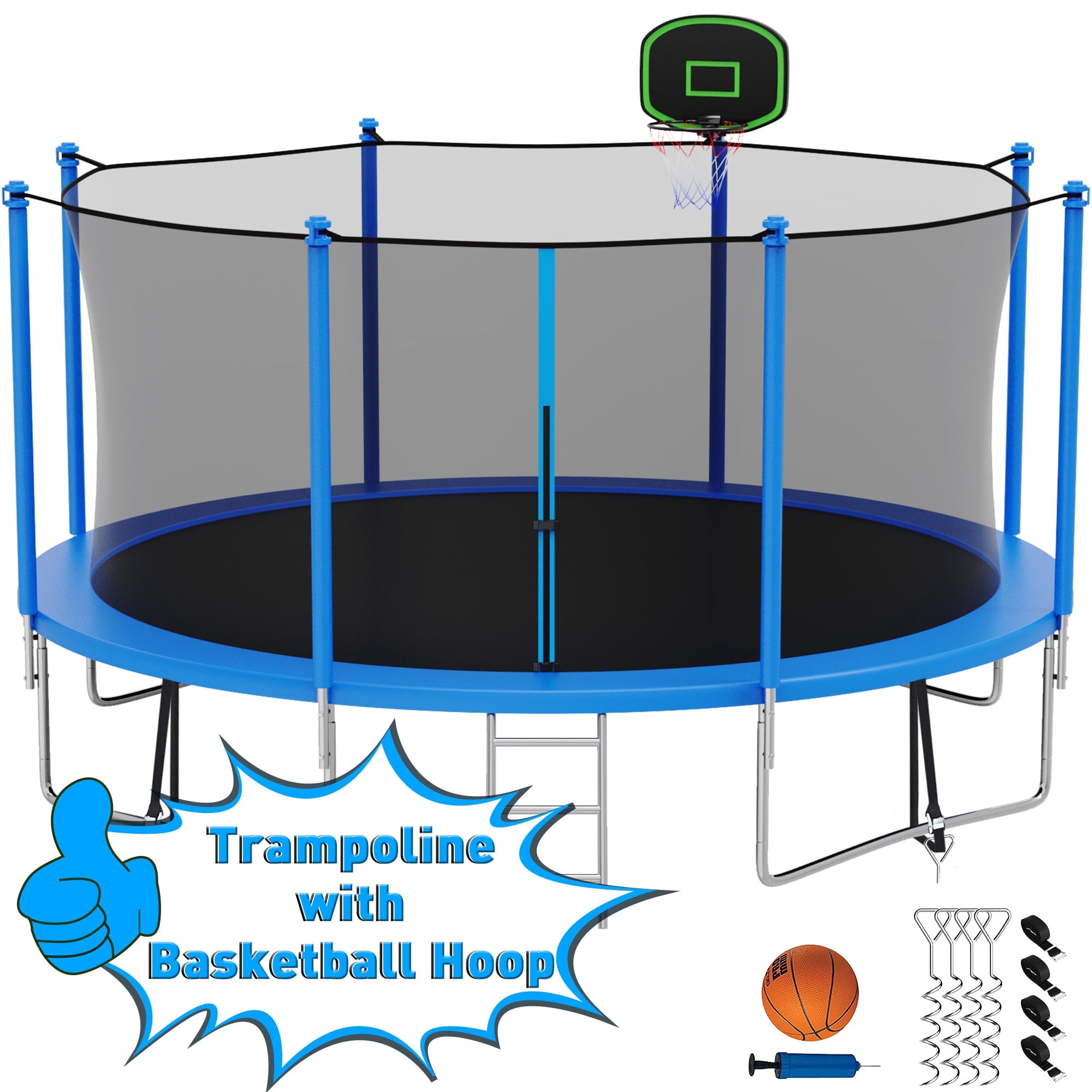 Kumix Trampoline 14FT 1400LBS for Adults and 7-8 Kids, Outdoor ...